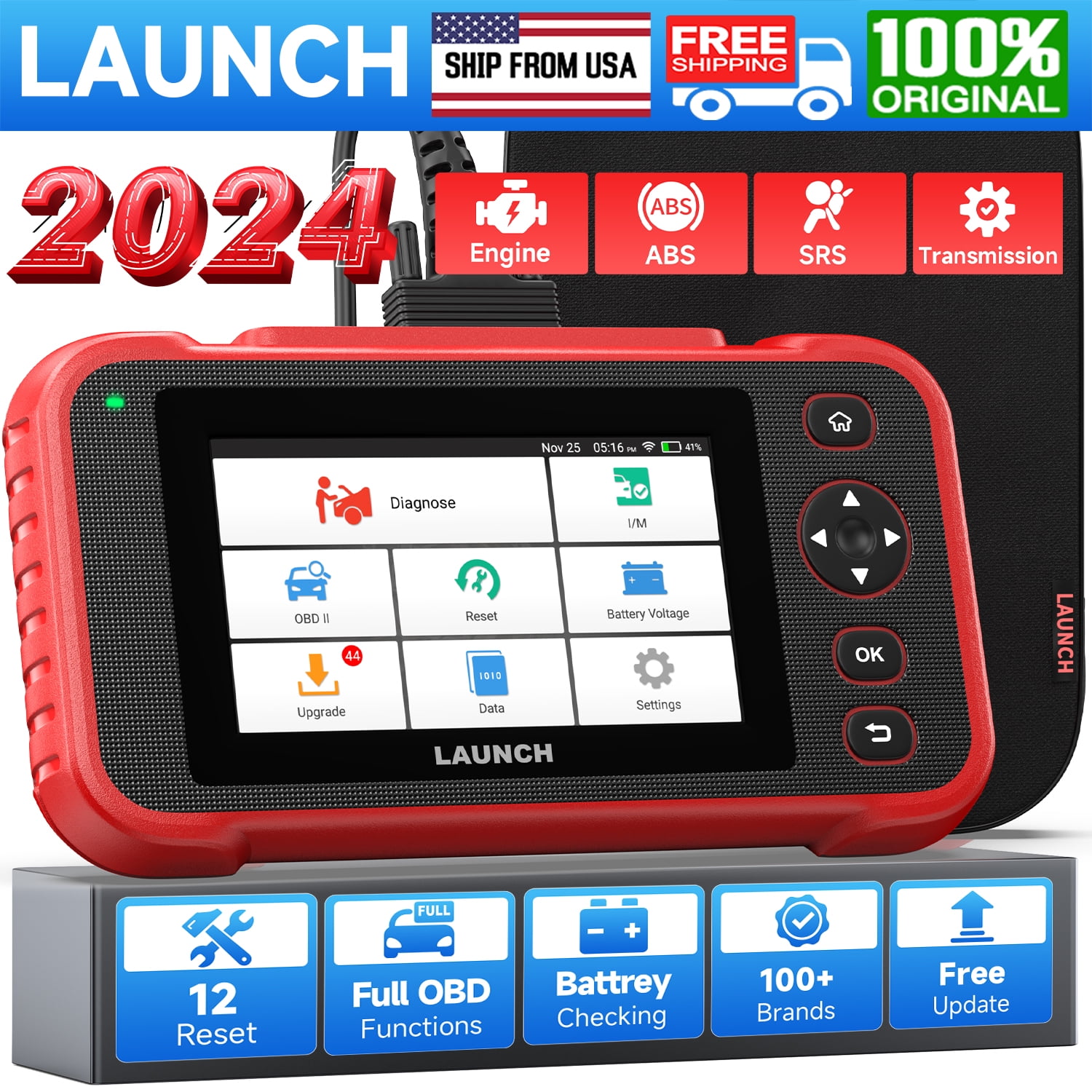 LAUNCH CRP129I V2.0 OBD2 Scanner, Car Diagnostic Scan Tool Engine ...
