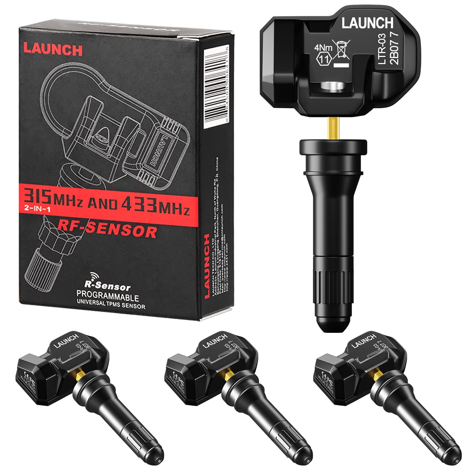 LAUNCH LTR-03 TPMS Sensors 4Pack, 315MHZ and 433MHZ 2 in 1 TPMS Sensor ...