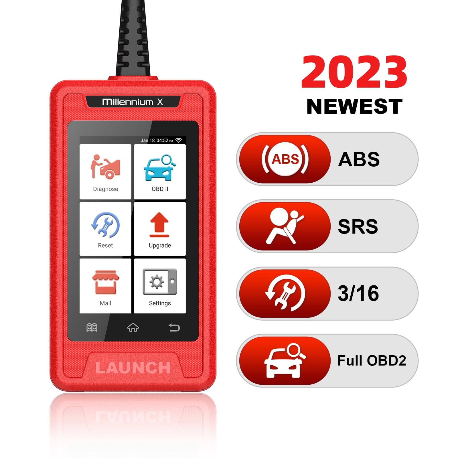 LAUNCH Millennium X Full System OBD2 Scanner, ABS/SRS Car Diagnostic ...
