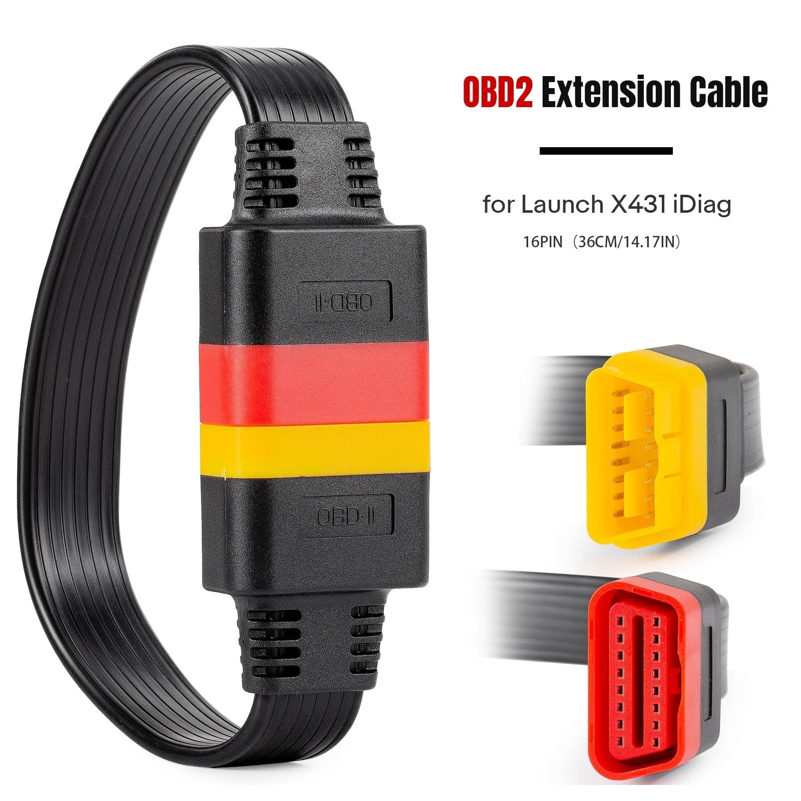 LAUNCH OBD2 Extension Cable Full 16Pin Male to Female OBDII Extend ...