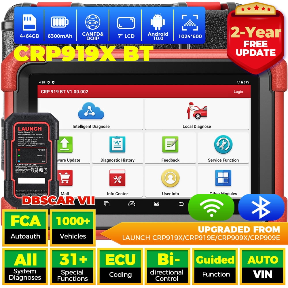 LAUNCH X431 CRP919X BT Wireless Car Diagnostic Scan Tool All System Diagnoses with DBScar VII ...