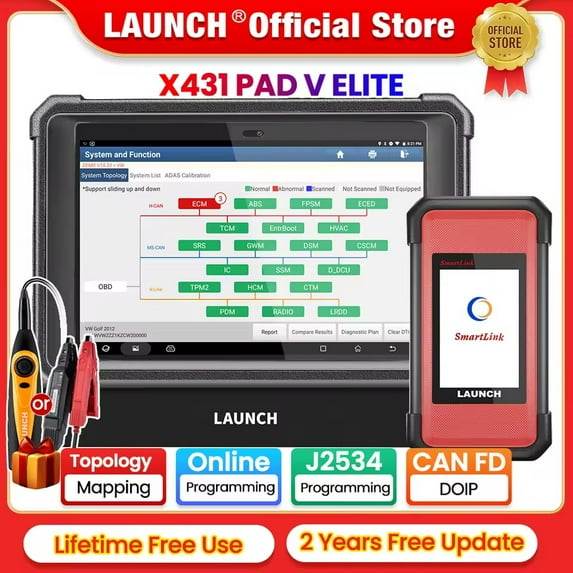 LAUNCH X431 PAD 5 ELITE SmartLink C Car Diagnostic Tools J2534 CAN FD ...