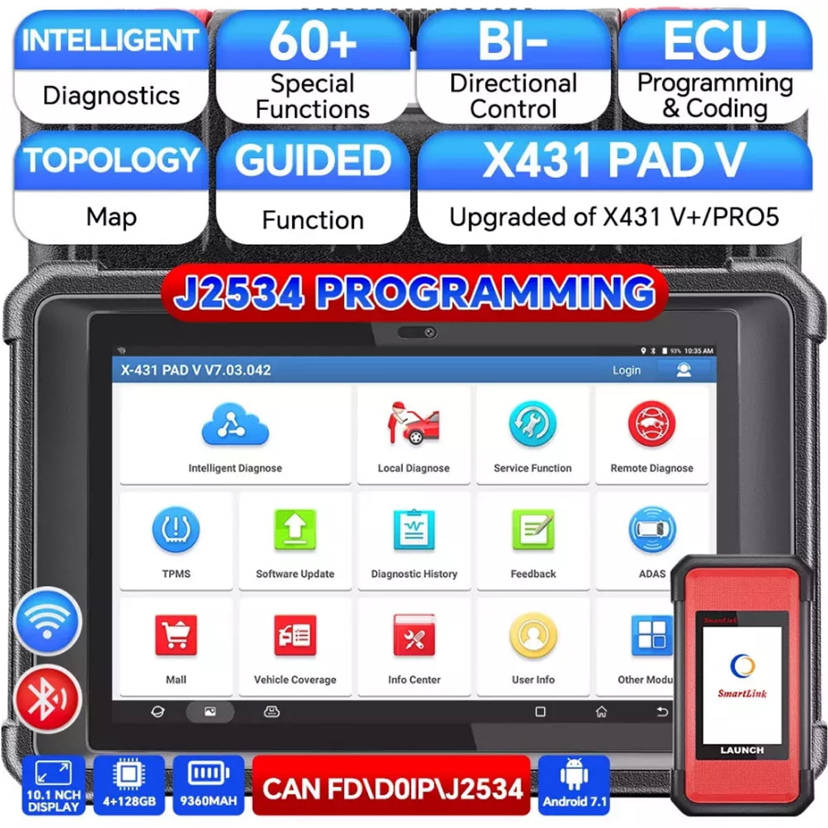 LAUNCH X431 PAD V All-in-One Car Diagnostic Scan Tool with ECU Coding ...