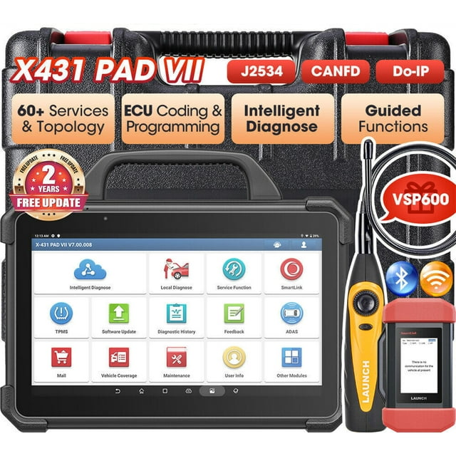 LAUNCH X431 PAD VII Elite Car Diagnostic Scan Tool J2534 Programming ECU Coding 60+ Services ...