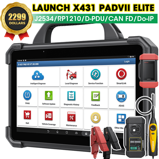LAUNCH X431 PAD VII Elite Car Diagnostic Scan Tool J2534 Programming ECU Coding 60+ Services ...