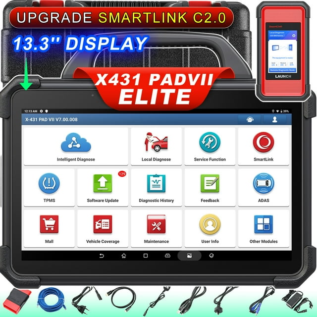 LAUNCH X431 PAD VII Elite Car Diagnostic Scan Tool J2534 Programming ECU Coding 60+ Services ...