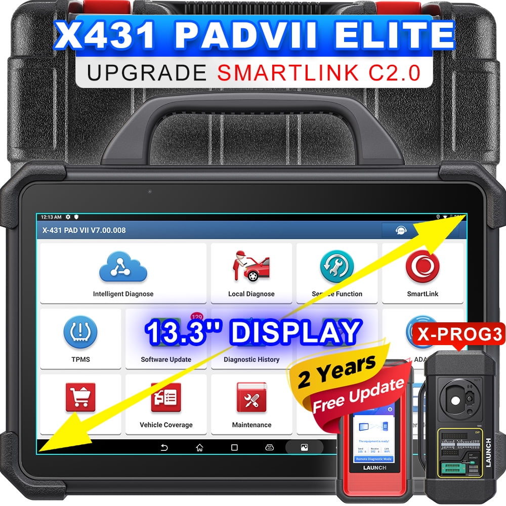 LAUNCH X431 PAD VII Intelligent Car Diagnostic Scan Tool J2534 Online Topology Map 2 Year Free ...