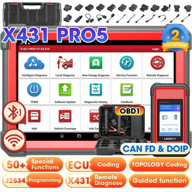 LAUNCH X431 PRO5 Elite Car Diagnostic Tool, J2534, Online, 50+ Services ...