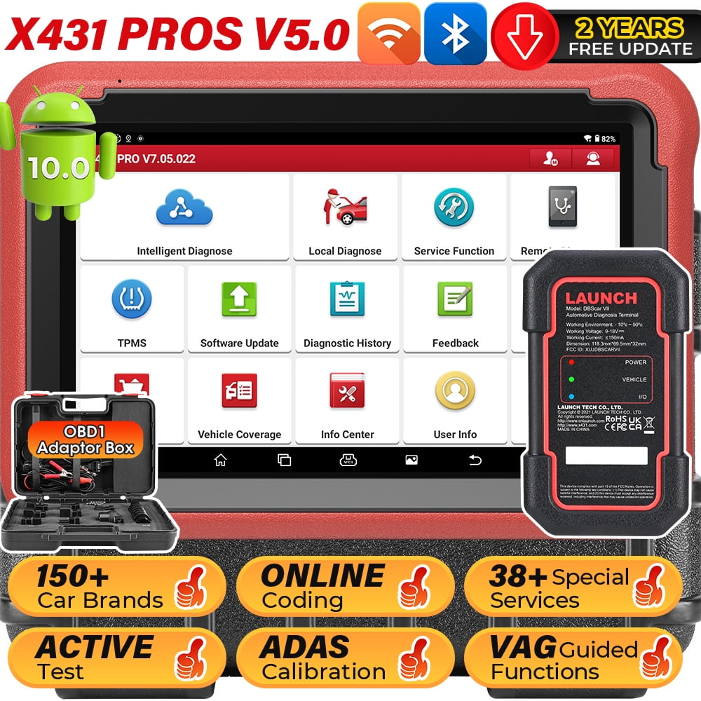 LAUNCH X431 PROS V+ 5.0 Elite Car Diagnostic Tool, DBSCar VII, All ...