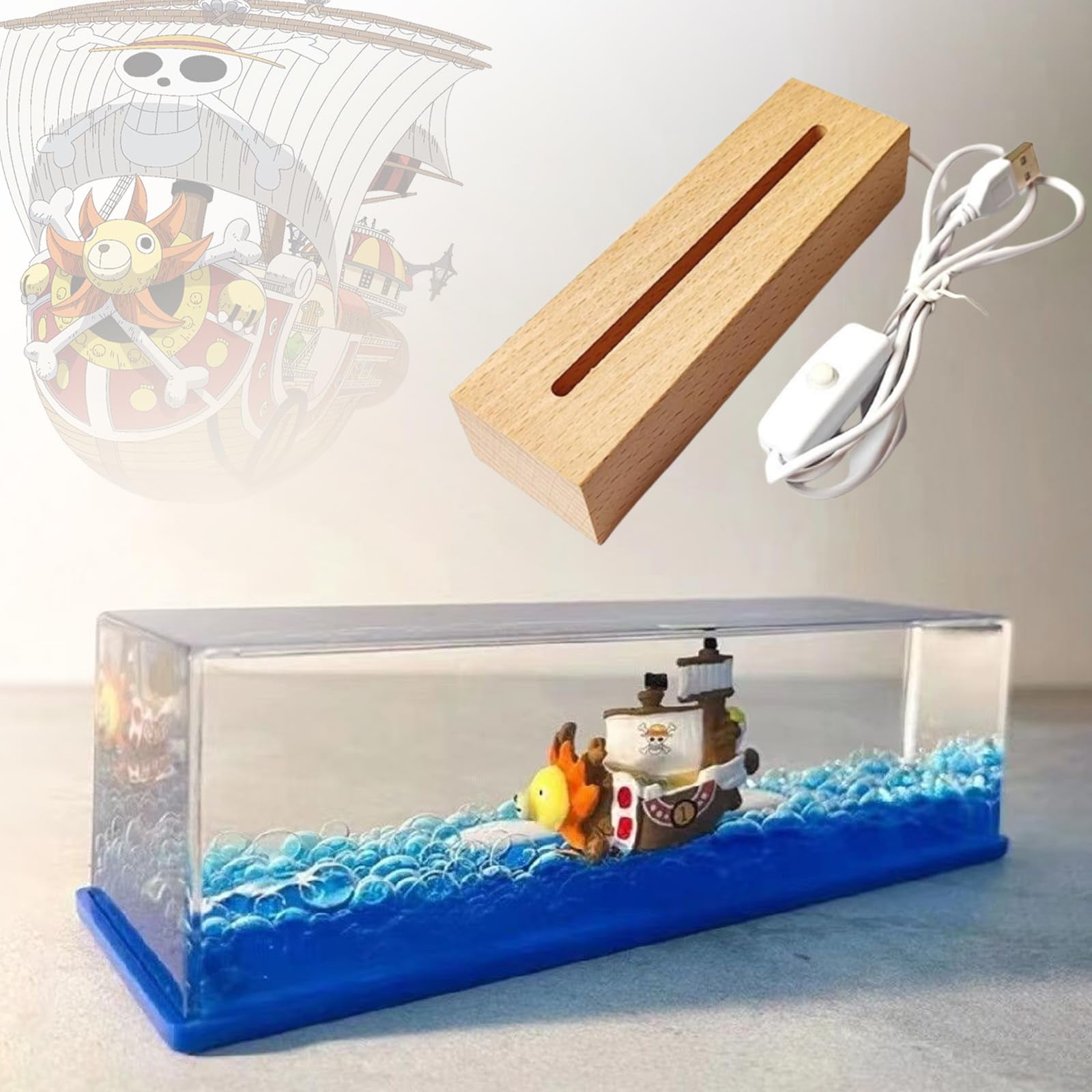 LAUPVXA Unsinkable Boat Pirate Ship, Housand Sunny Fluid Drift Bottle ...