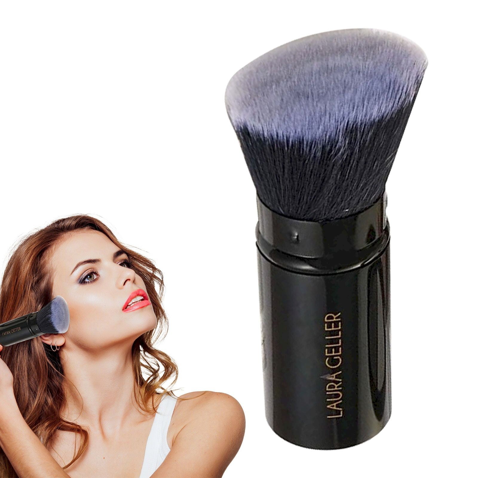 LAURA GELLER NEW YORK Retractable Black Kabuki Brush for Liquid, Cream and Powder Face Makeup ...