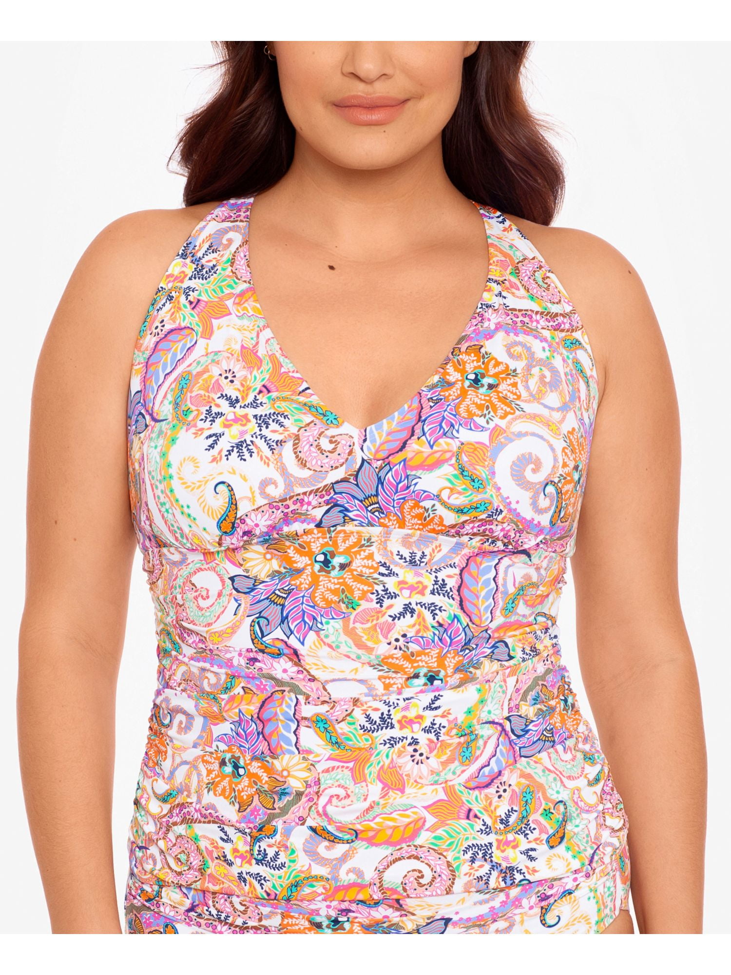LAUREN RALPH LAUREN Women's Multi Color Paisley Tummy Control Side ...