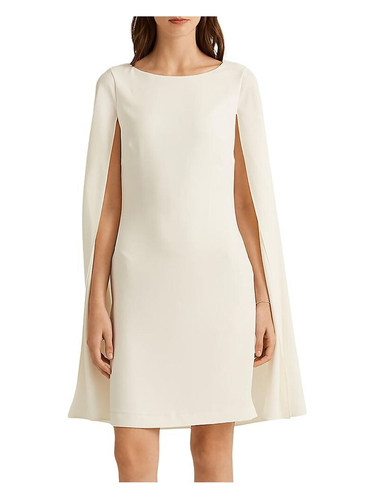 LAUREN RALPH LAUREN Women's Ivory Short Cocktail Shift Dress with Jewel ...