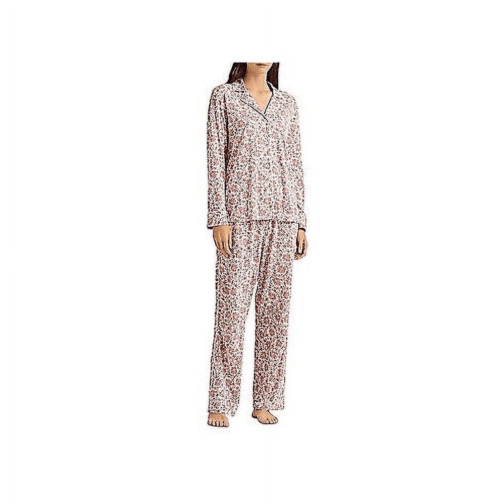 LAUREN RALPH LAUREN Womens Long Sleeve Notch Collar Pajama Set Size X ...