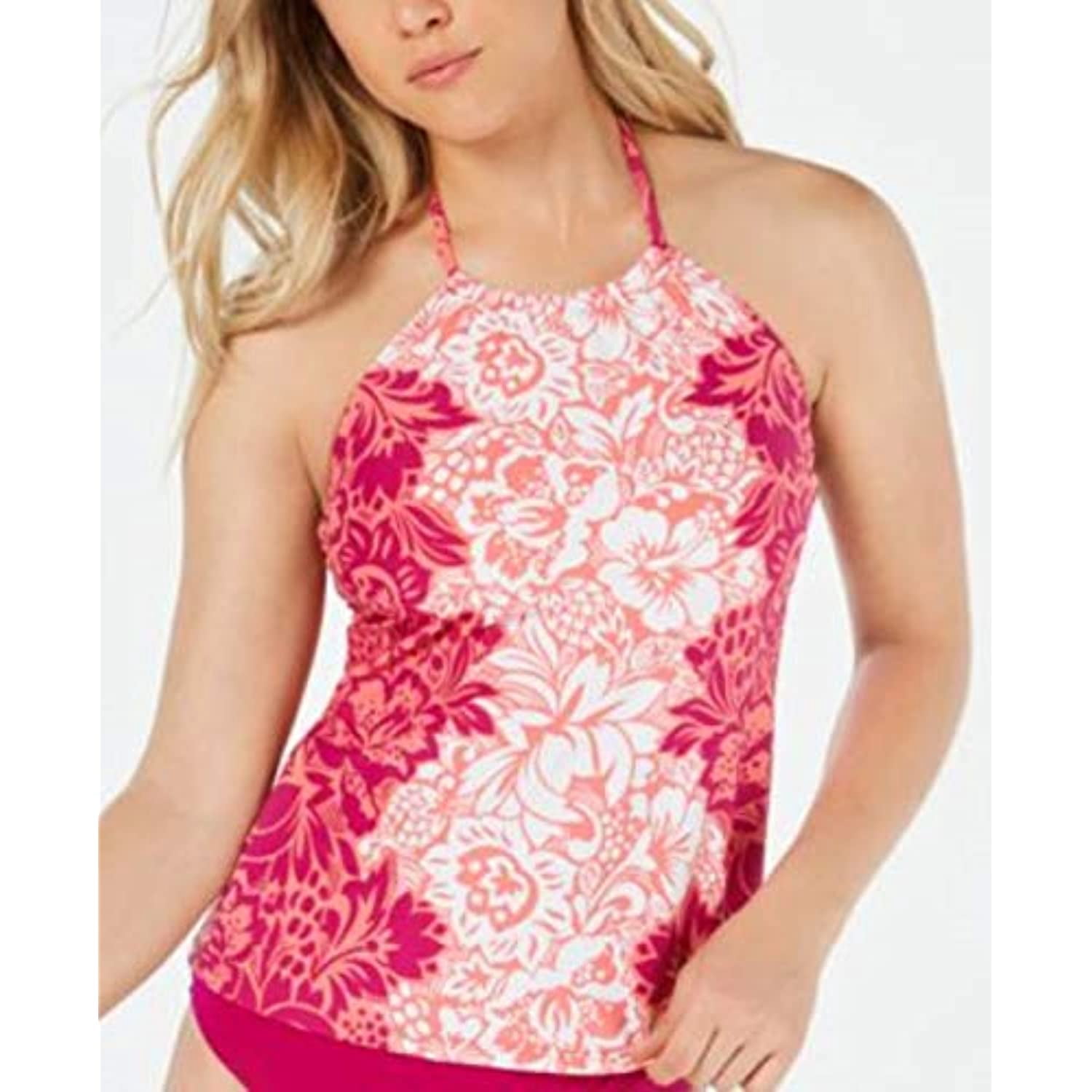 LAUREN Ralph Hawaiian High-Neck Tankini Top Pink Hawaiian 12 - Walmart.com