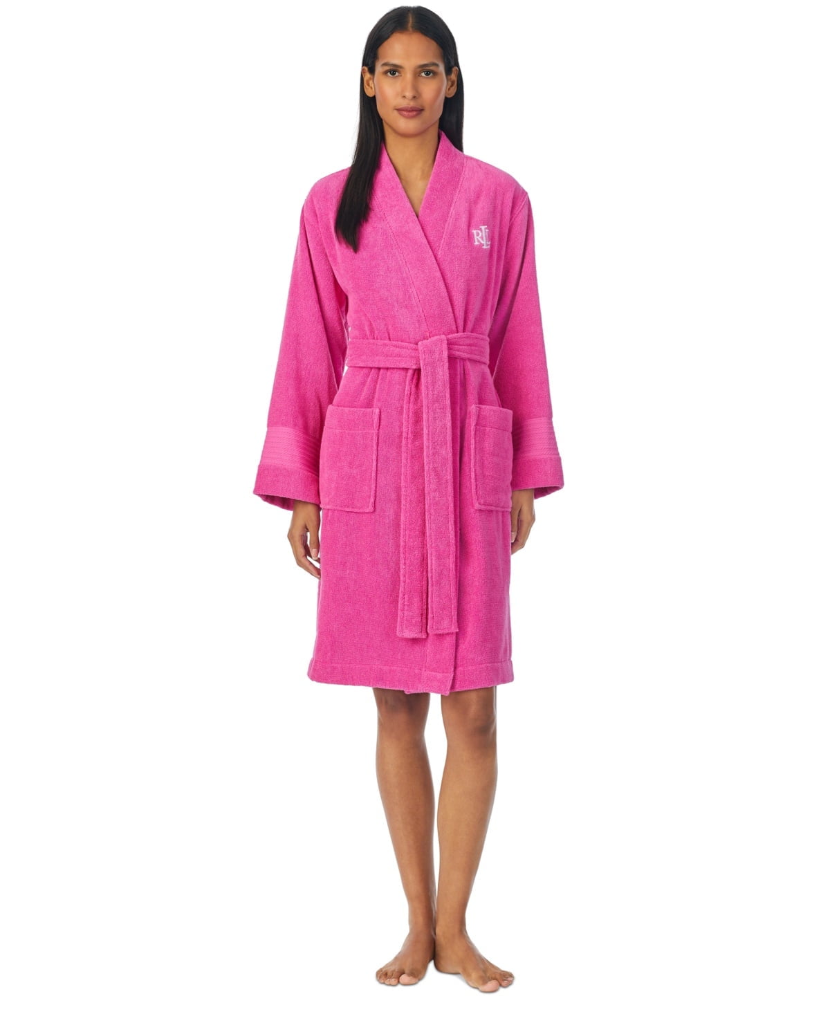 LAUREN Ralph Lauren Greenwich Woven Terry Robe (Hot Pink) Women's Robe ...