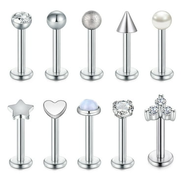 16G Lip Rings Steel Tragus Helix Conch Piercing Jewelry Piercing Lip ...