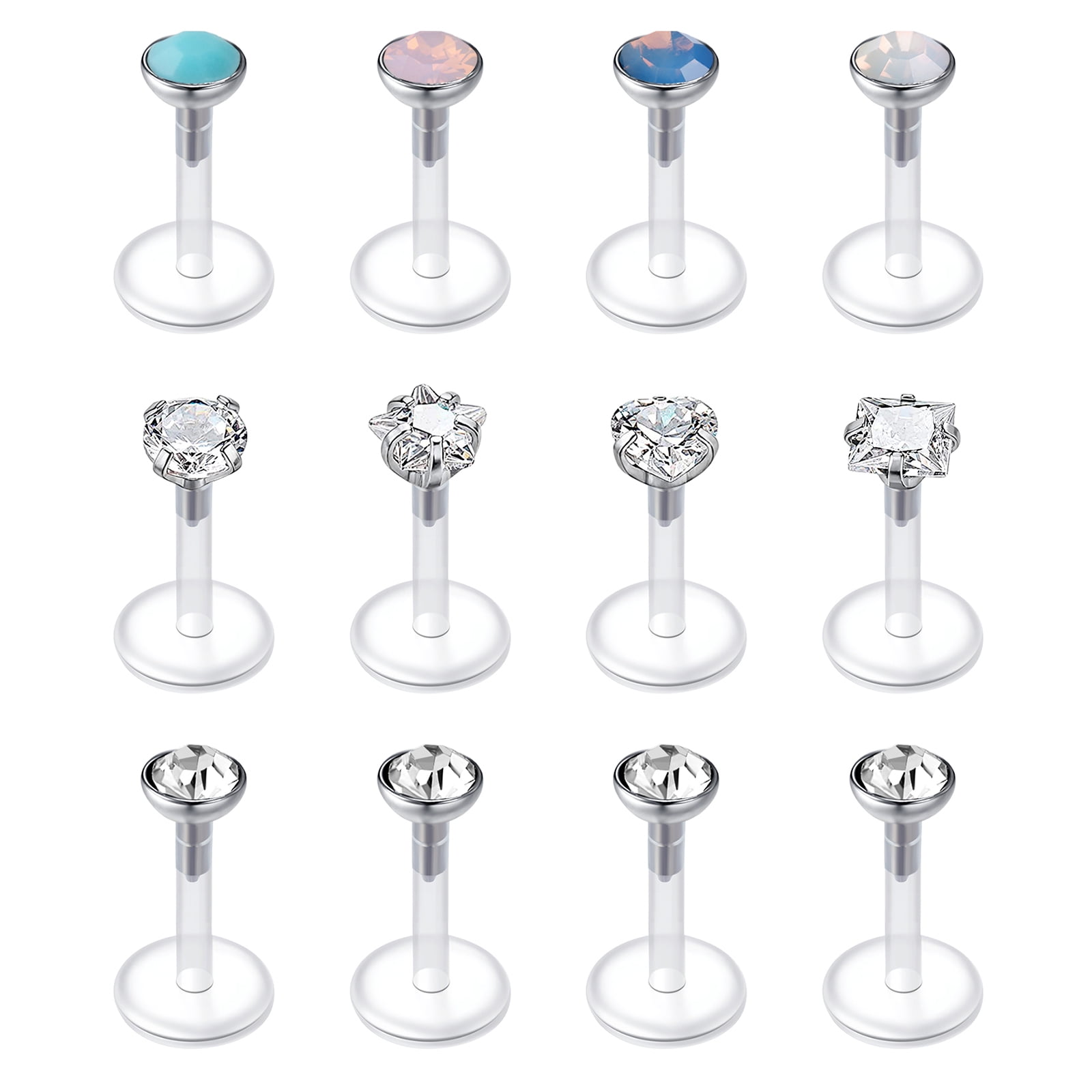 LAURITAMI 12Pcs 16G Stainless Steel Uv Labret Studs Monroe Lip ...