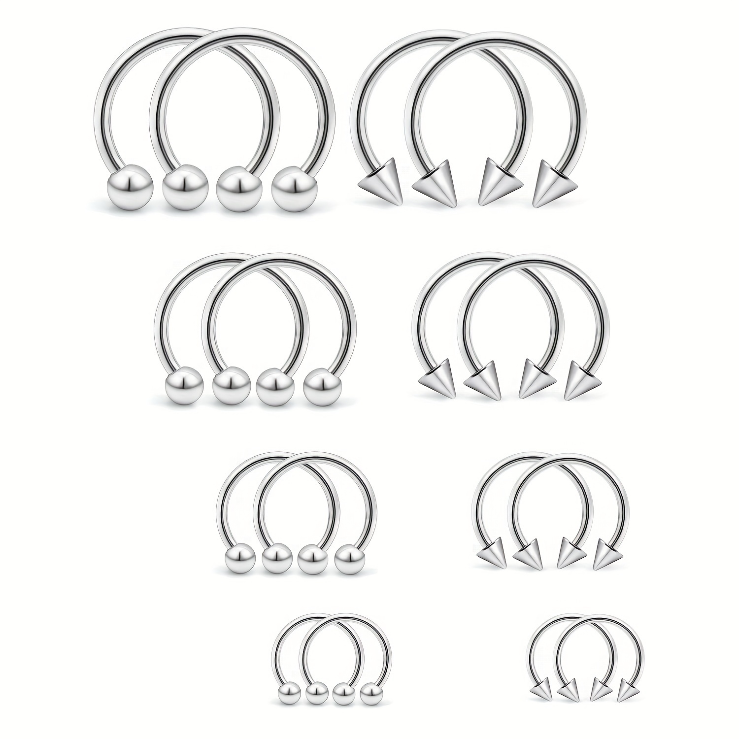 Body Candy 4Pc 16G Steel Black Teal Matte Ball Horseshoe Circular ...