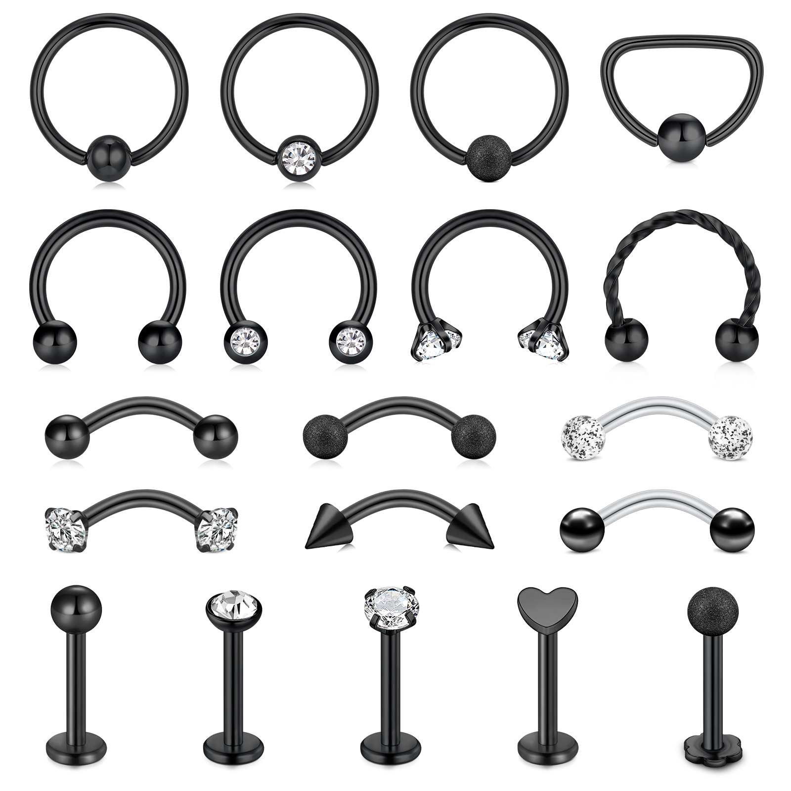 Septum Mustache Ring Piercing Black Anodized Over Surgical Steel 16G ...