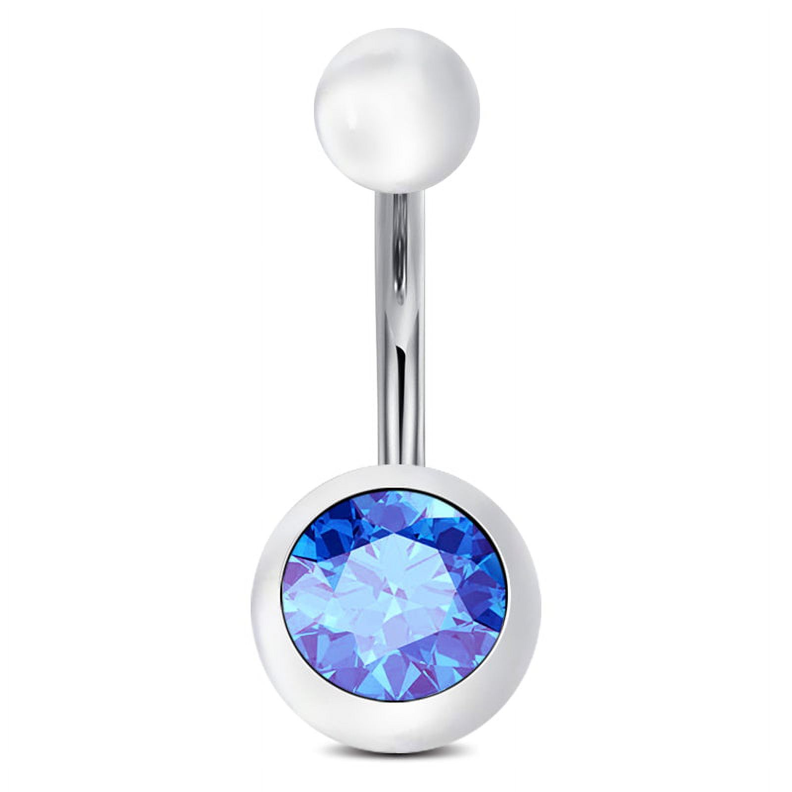 LAURITAMI CZ Inlaid Acrylic Clear Ball Surgical Steel Belly Button Ring ...