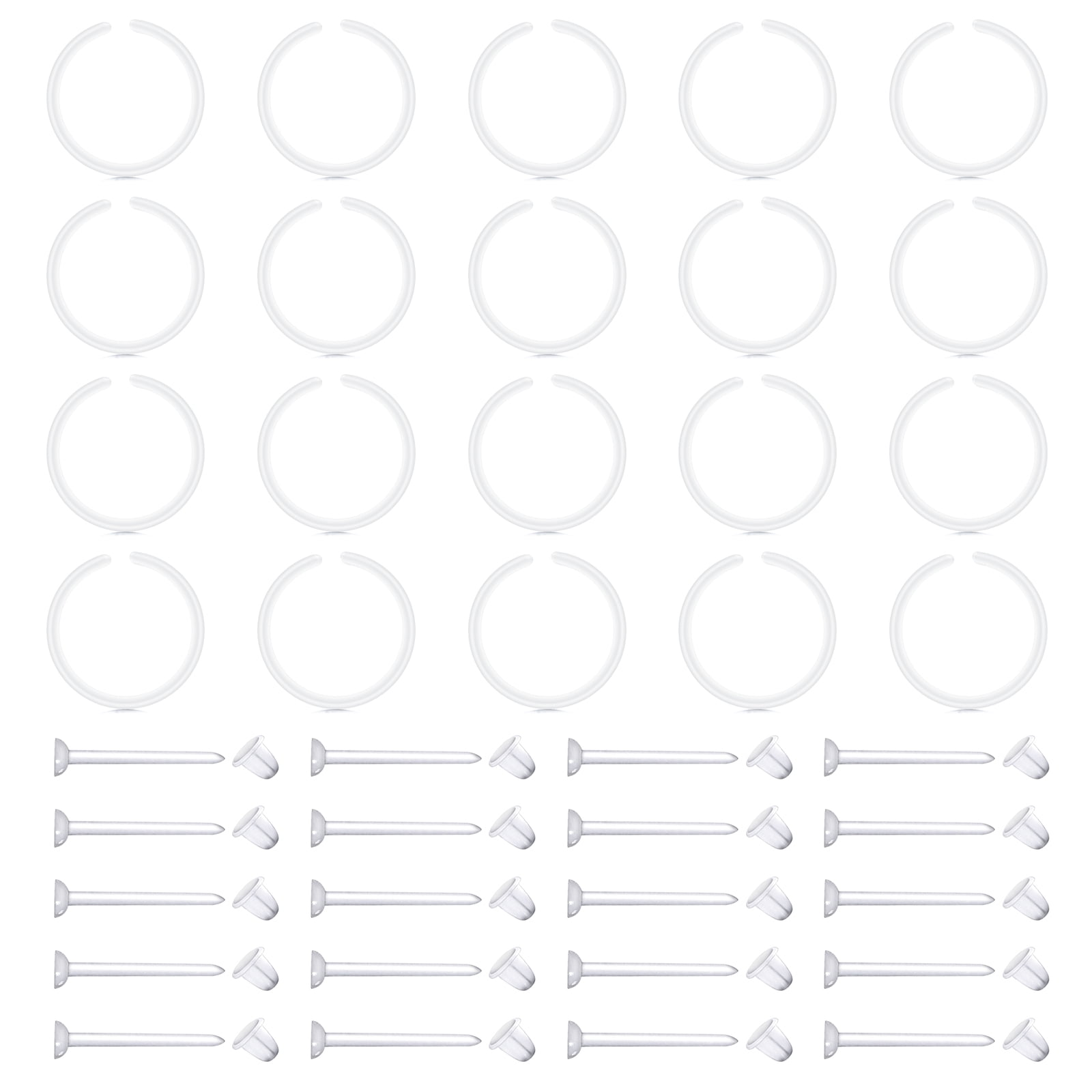 LAURITAMI Clear Acrylic Bioflex Tragus Retainer Nose Rings, 40-Piece ...