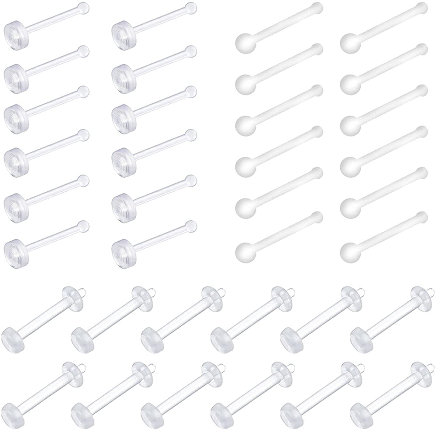 LAURITAMI Clear Earring Stud Retainer Flexible Lip Rings for Unisex ...