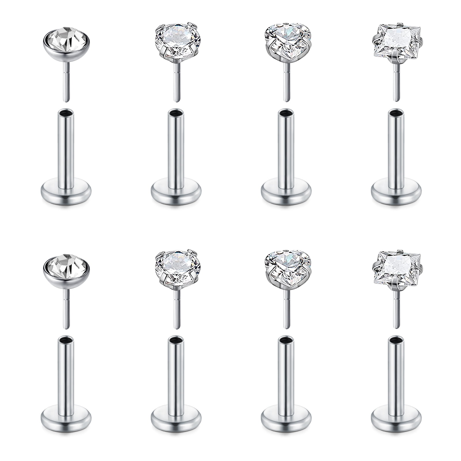 LAURITAMI Push In Lip Stud Rings Stainless Steel Lip Rings For Women ...