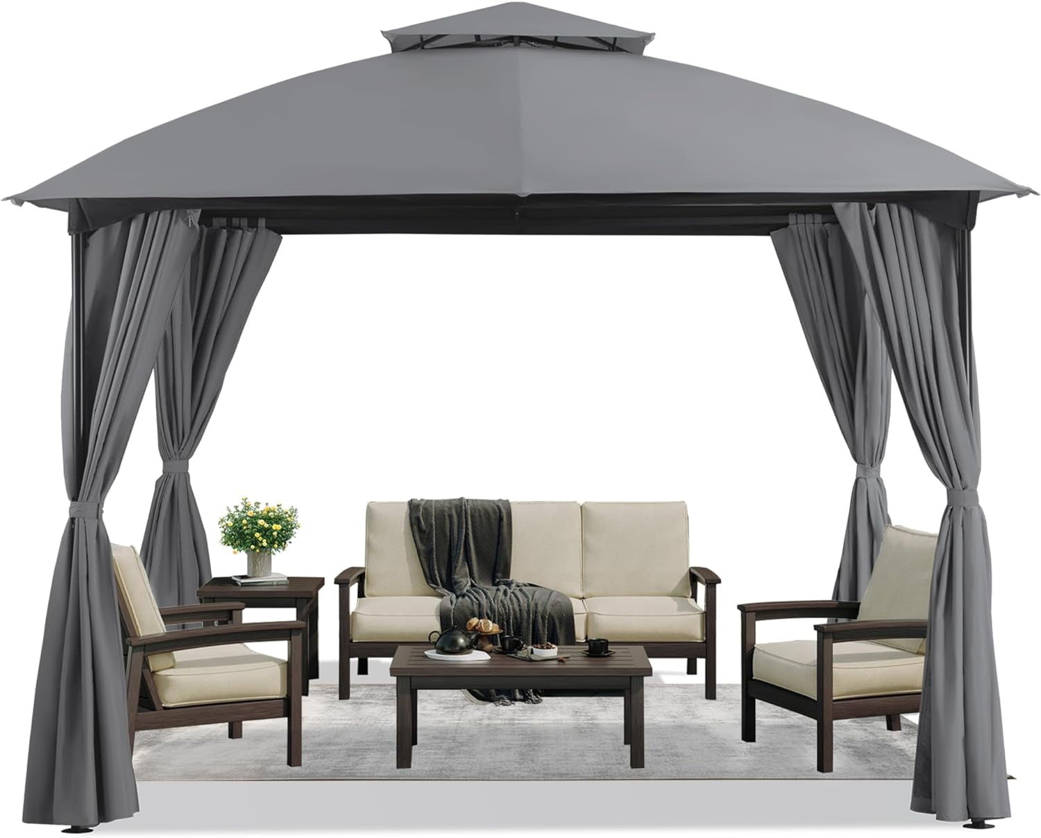 LAUSAINT HOME 10'x10' Outdoor Gazebo, Unique Arc Roof Design and ...