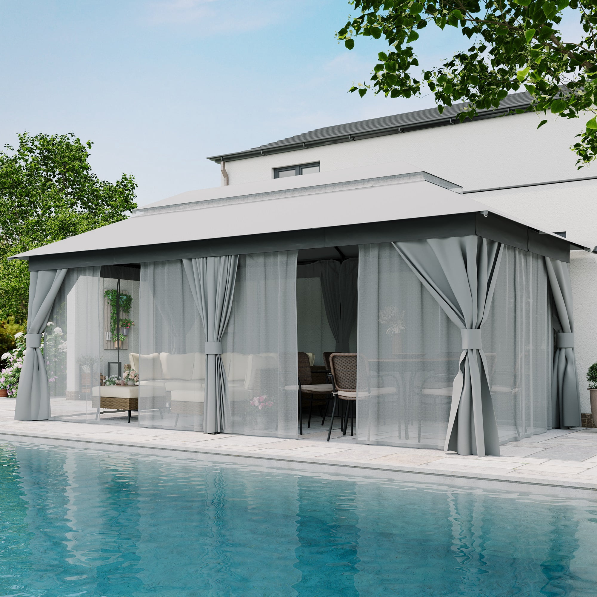LAUSAINT HOME 10'x20' Outdoor Patio Gazebo, Heavy Duty Semi-Permanent ...