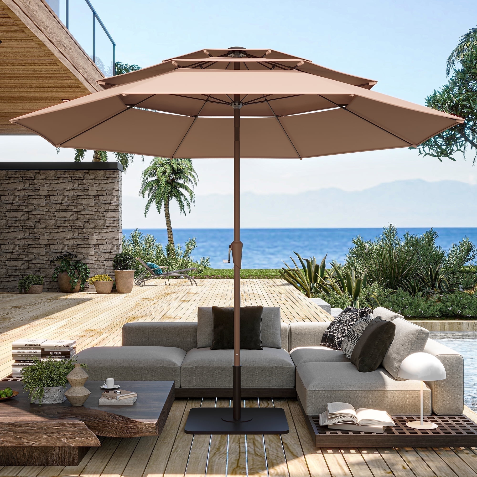 LAUSAINT HOME 10ft Patio Umbrella, 3-tier Outdoor Umbrellas for Patio ...