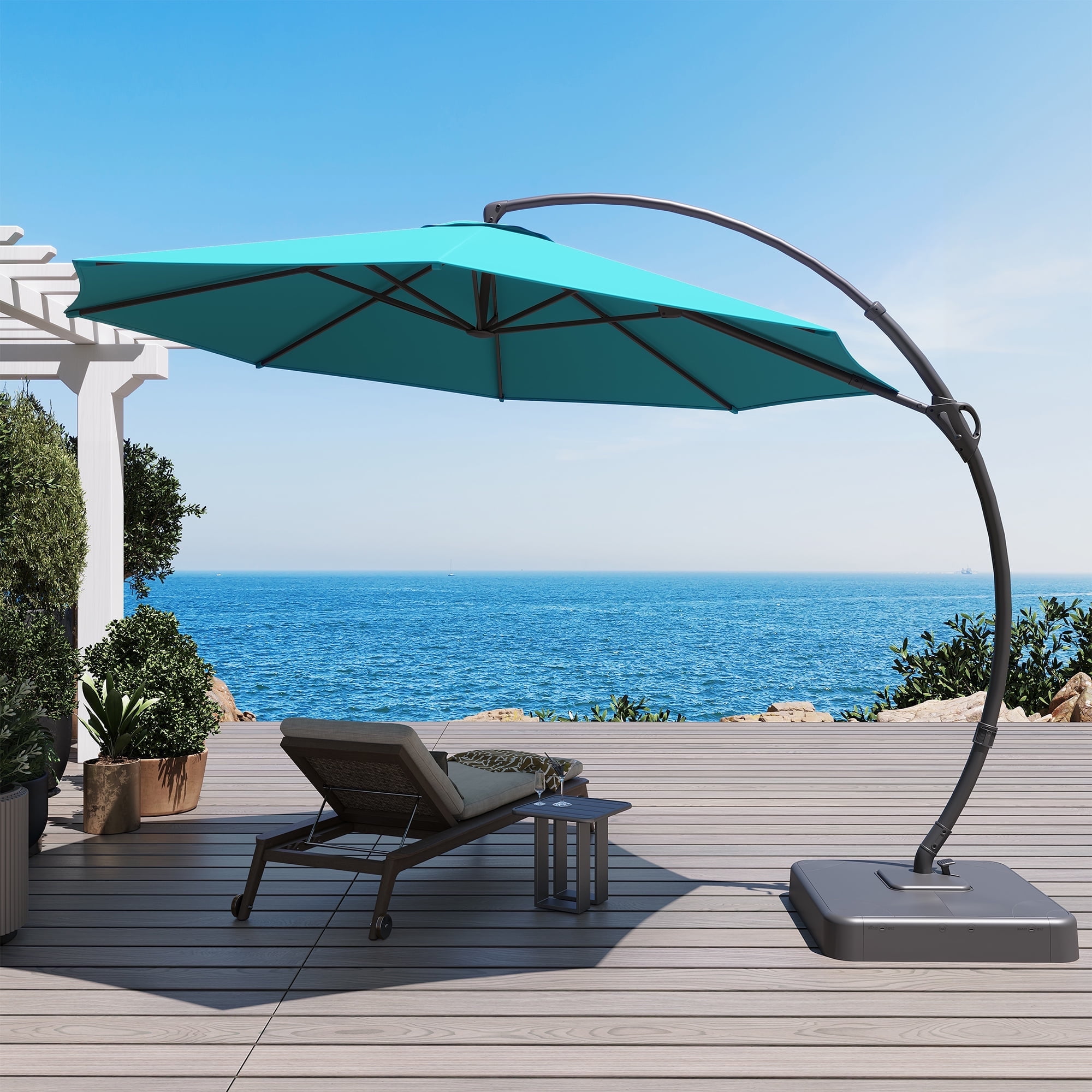 LAUSAINT HOME 11FT Deluxe Patio Umbrella with Base, Large Cantilever ...