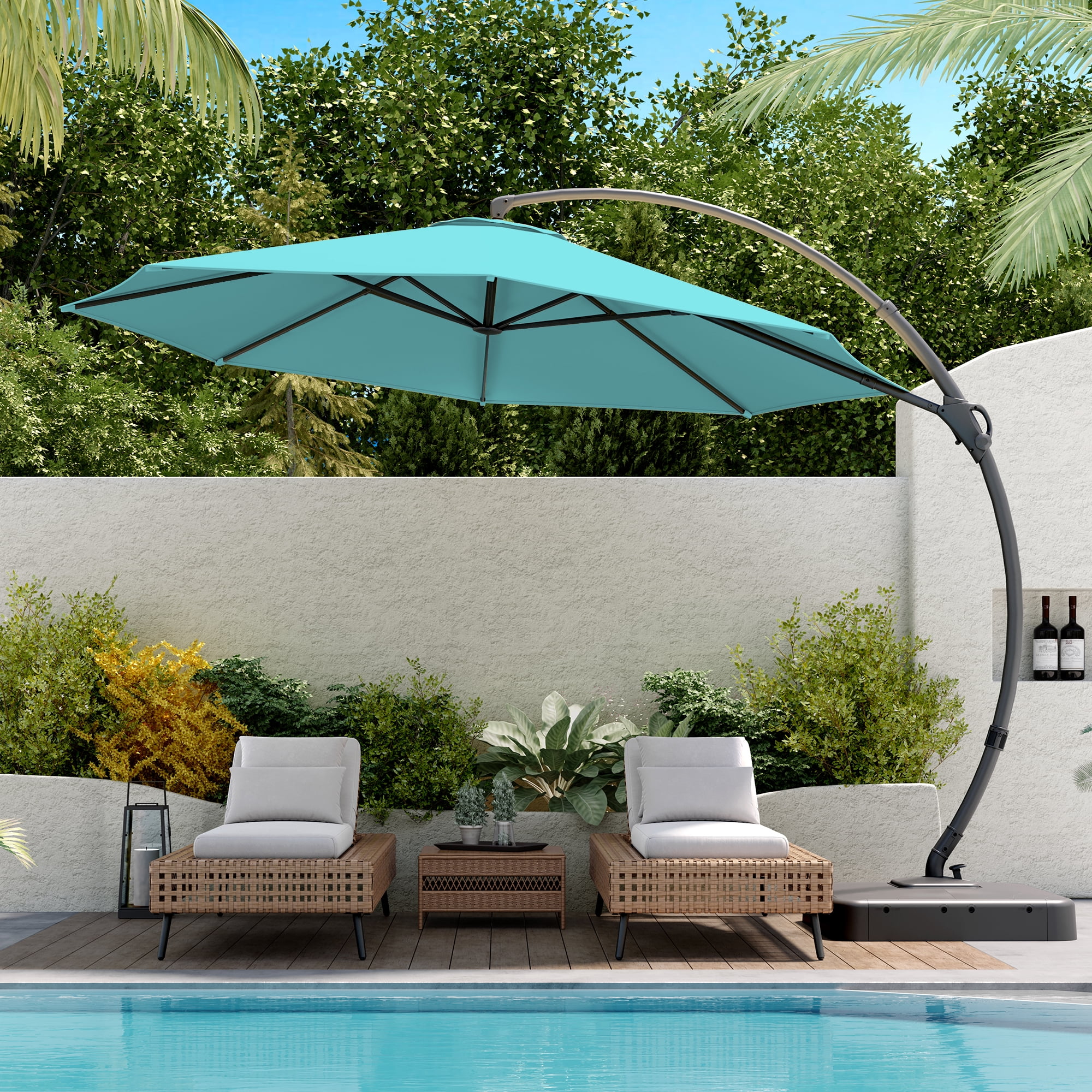 LAUSAINT HOME 12FT Patio Umbrella with Base, Large Cantilever, 360 ...