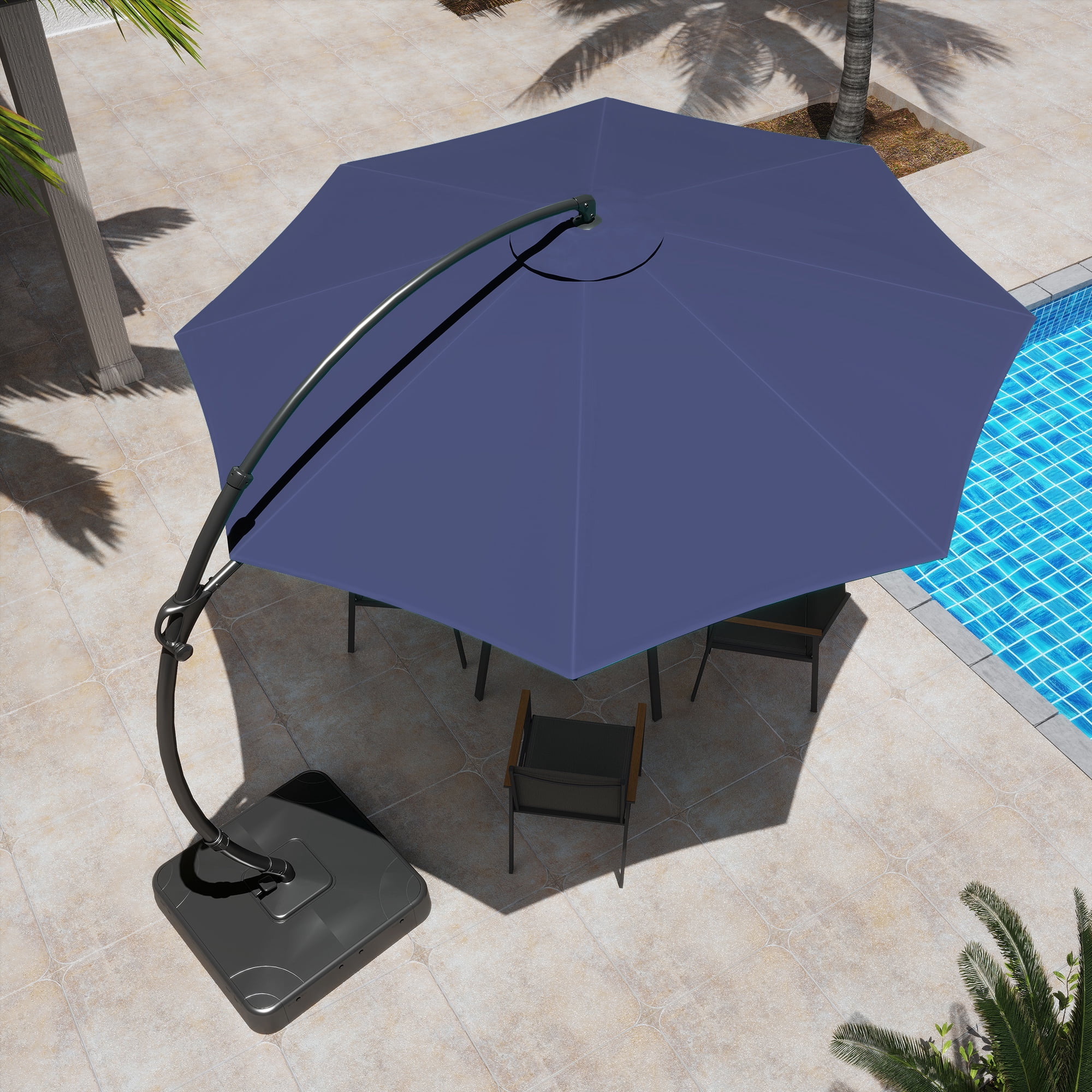 LAUSAINT HOME 12ft Patio Umbrella with Base, Cantilever Hanging ...