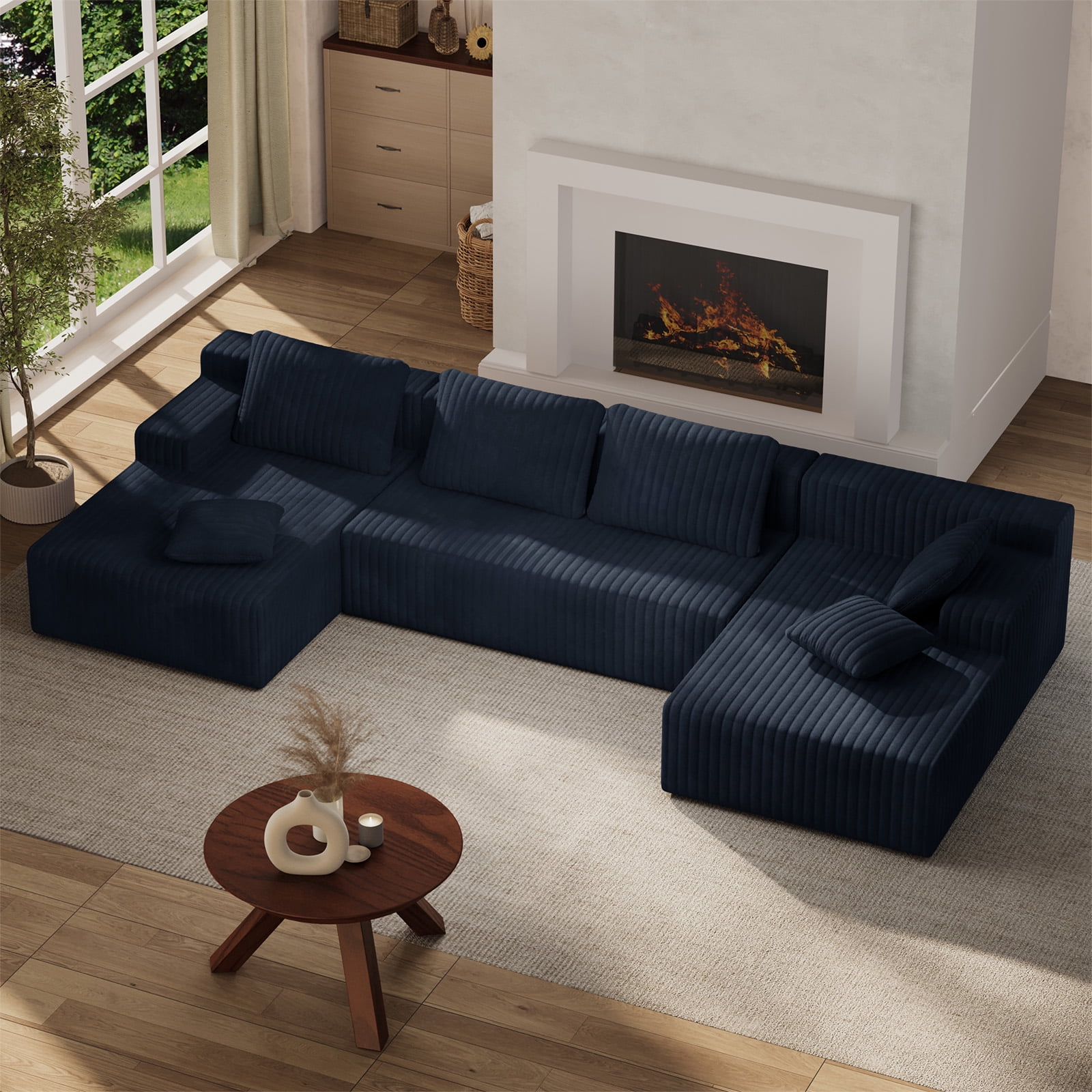 LAUSAINT HOME 132" U-Shaped Modular Sectional Sofa, Boneless Cloud ...