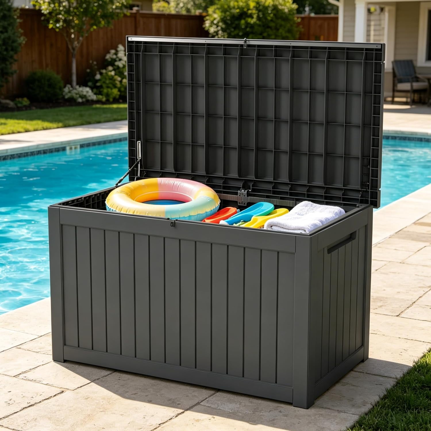 LAUSAINT HOME 230 Gallon Resin Deck Box, Package Delivery Box with ...
