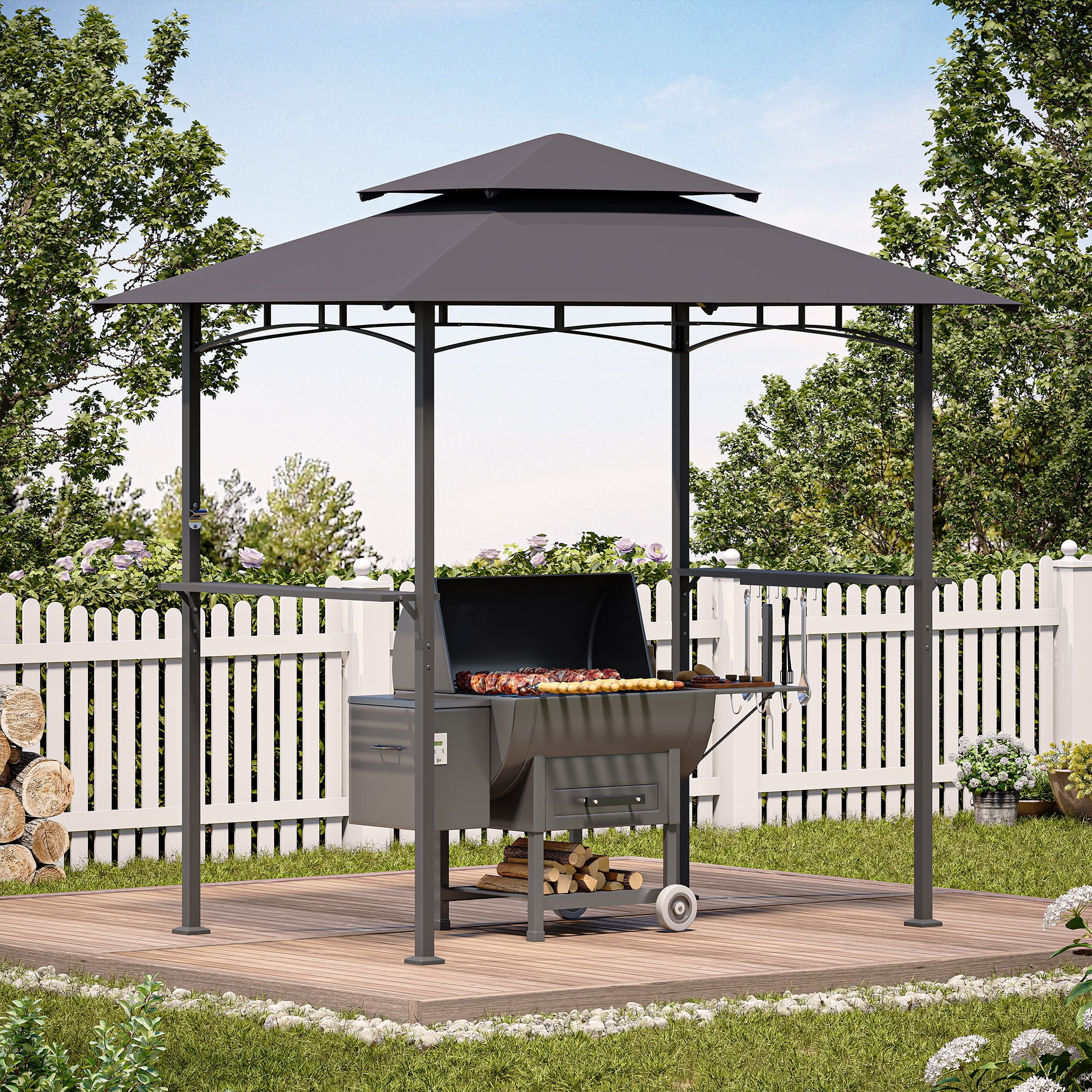 LAUSAINT HOME 8'x 5' Outdoor Grill Gazebo with Vented Top & 2 Side ...