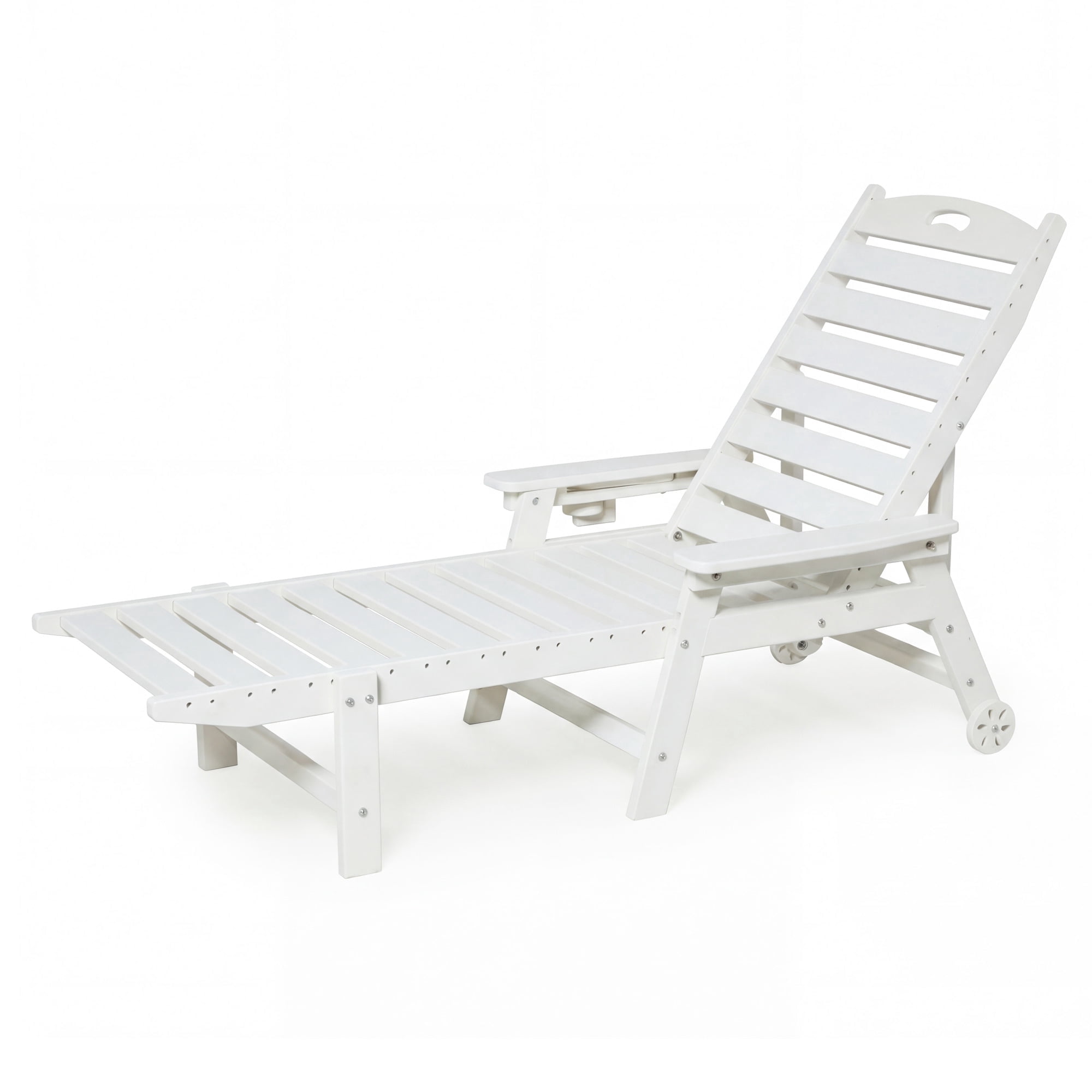 LAUSAINT HOME Outdoor Chaise HDPE Pool Lounge Chair, 4 Positions ...