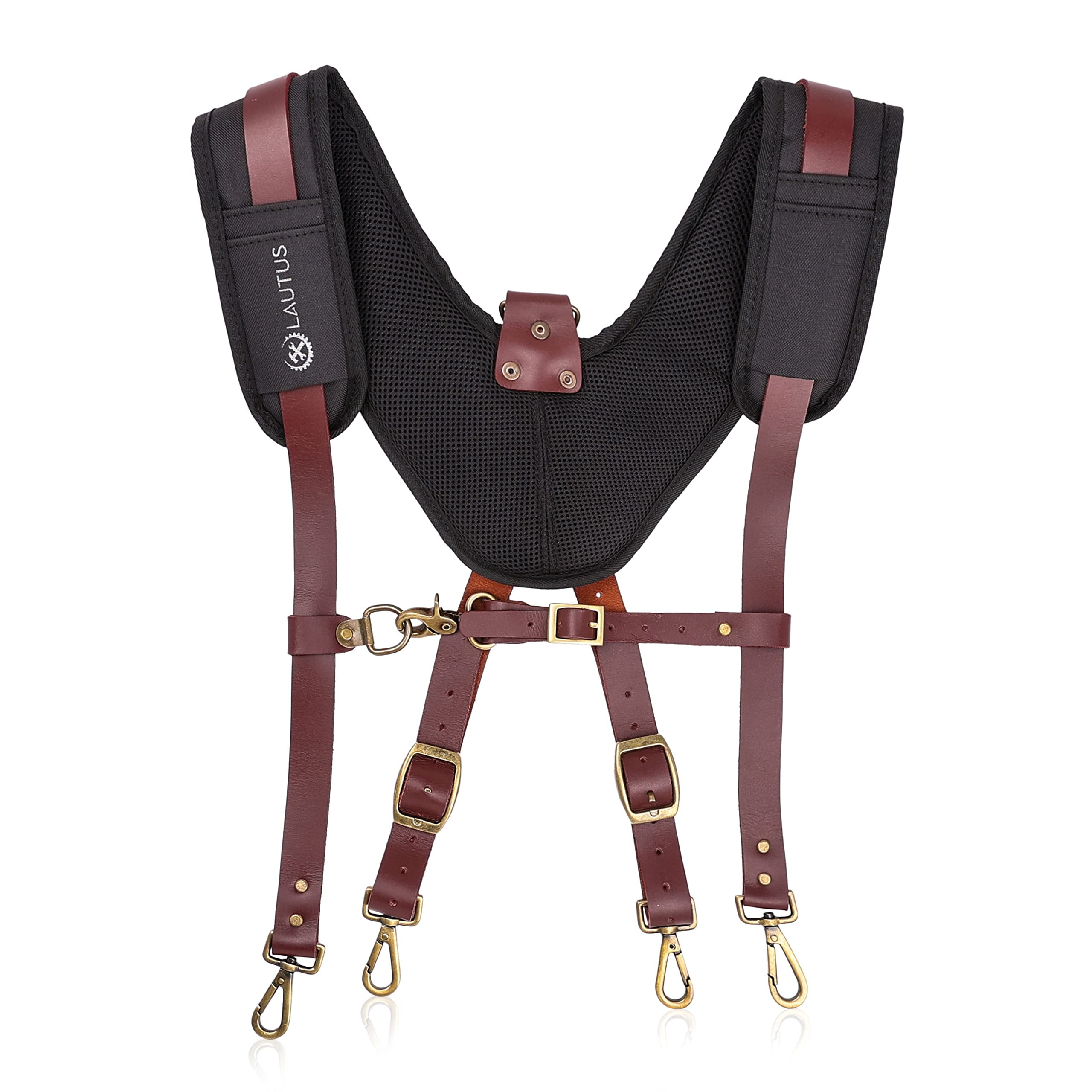 LAUTUS Leather Padded Tool Belt Suspenders w/Chest Strap| Pencil Sleeve ...