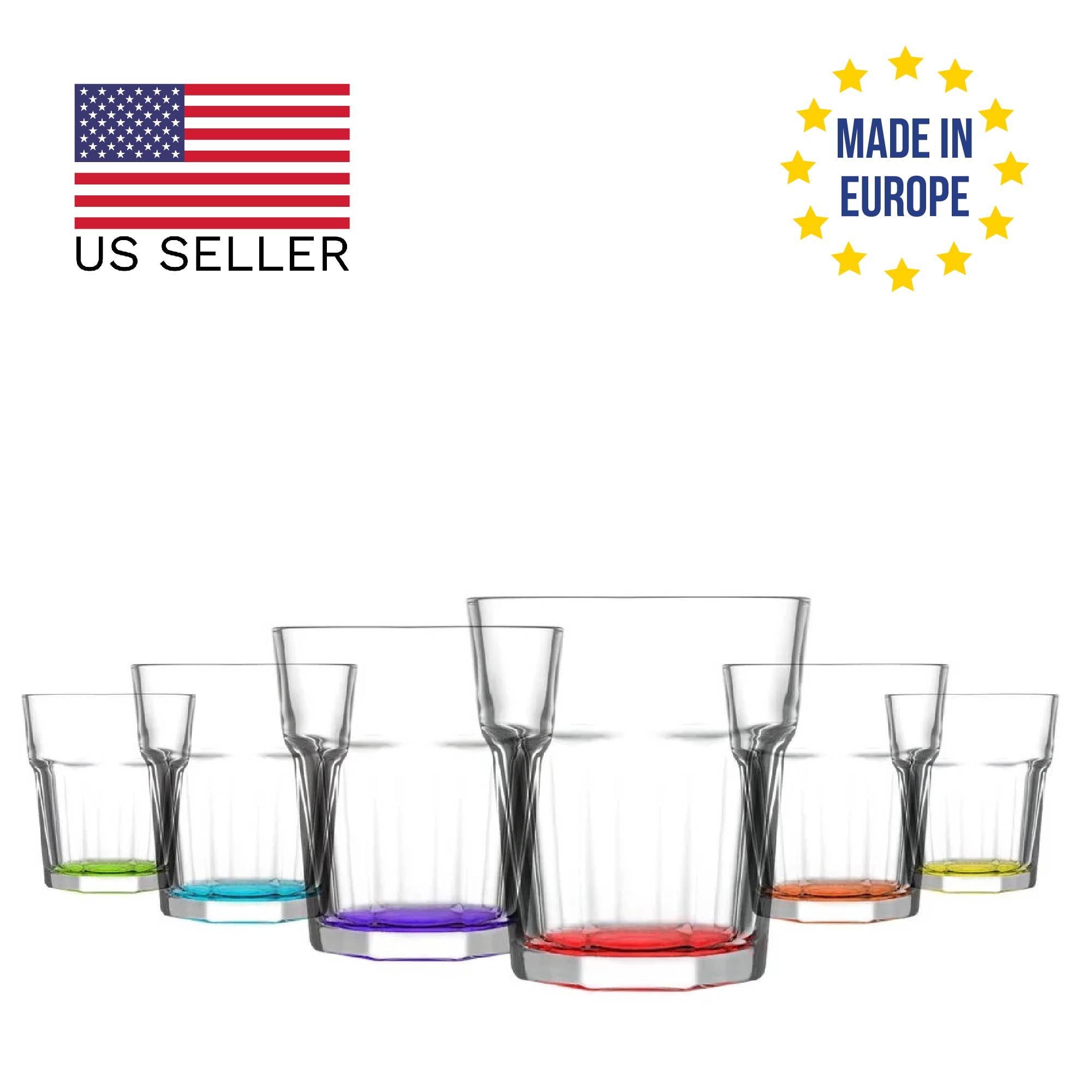 LAV Aras Whiskey Glass Set with Painted Bottom, Colorful Whiskey Set ...