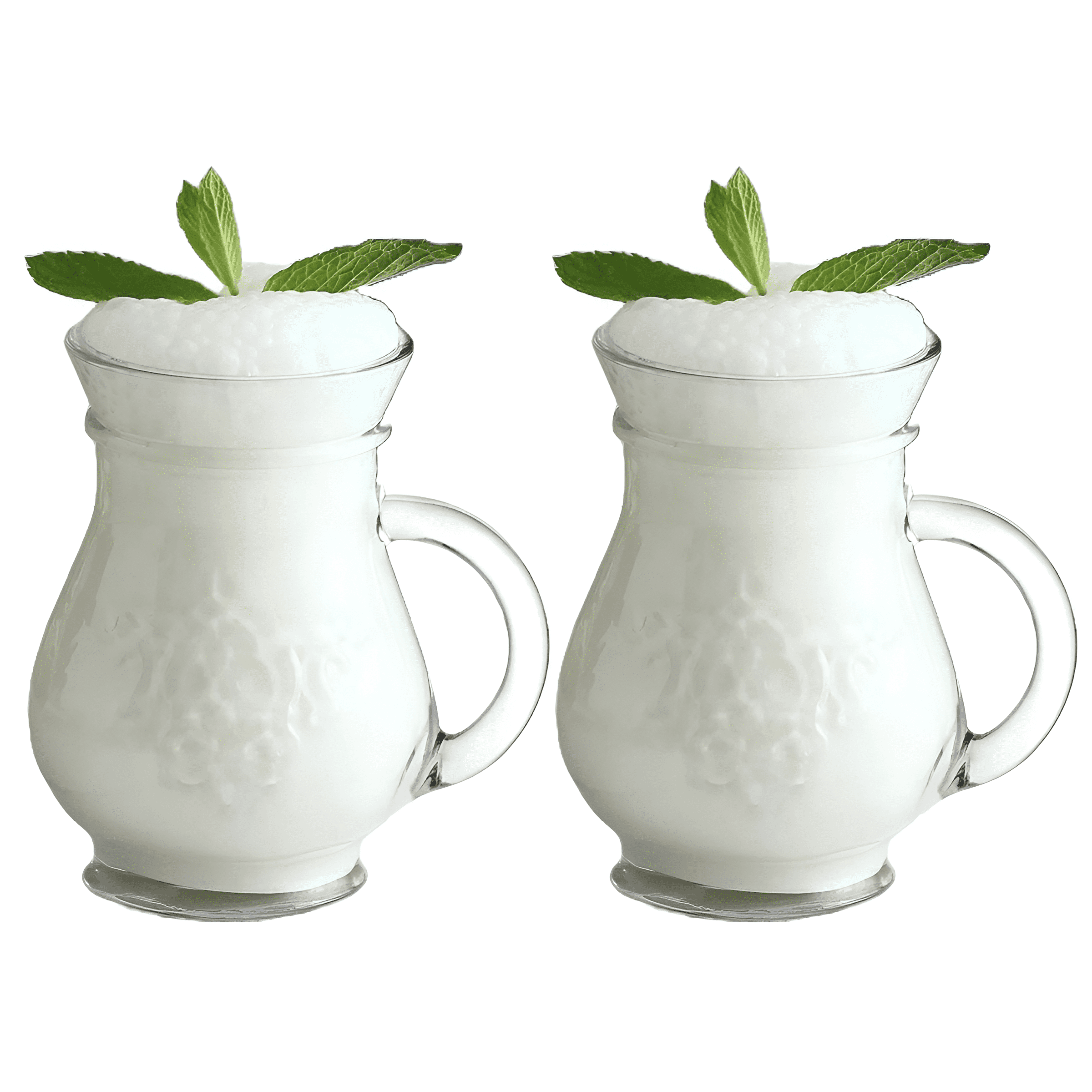 LAV Clear Ayran Mug Set of 2, Vintage Embossed Ayran Cups with Handles ...