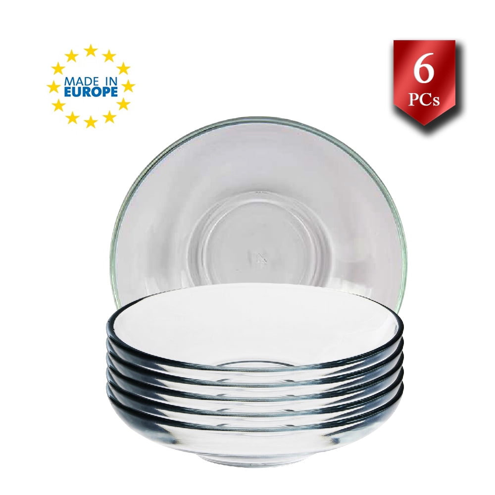 LAV Clear Glass Round Turkish Tea Saucers, Non-Lead Glass Tea Plates, 6 ...