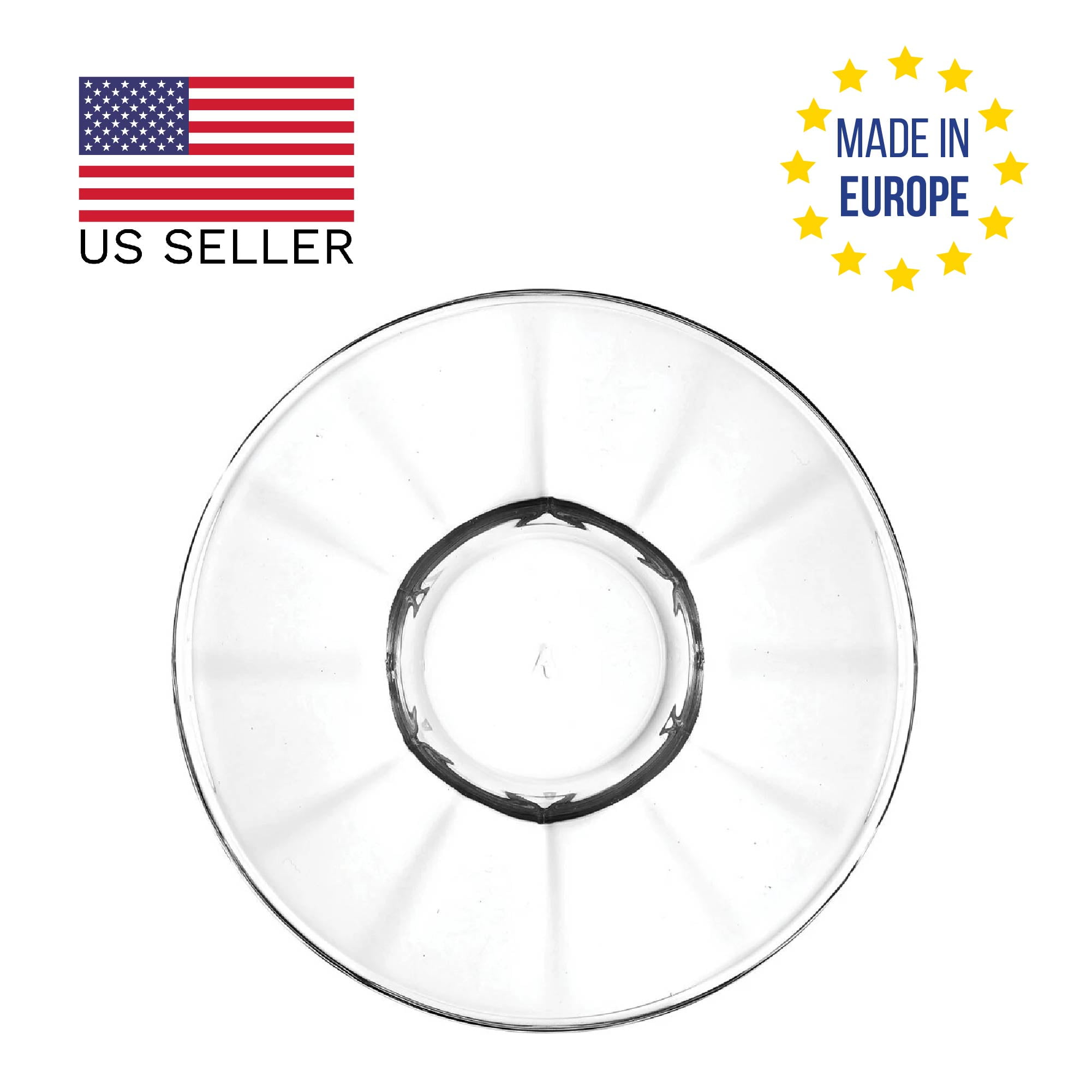 LAV Clear Glass Saucers Set of 6, Alya Non-Leaded European Made Round ...