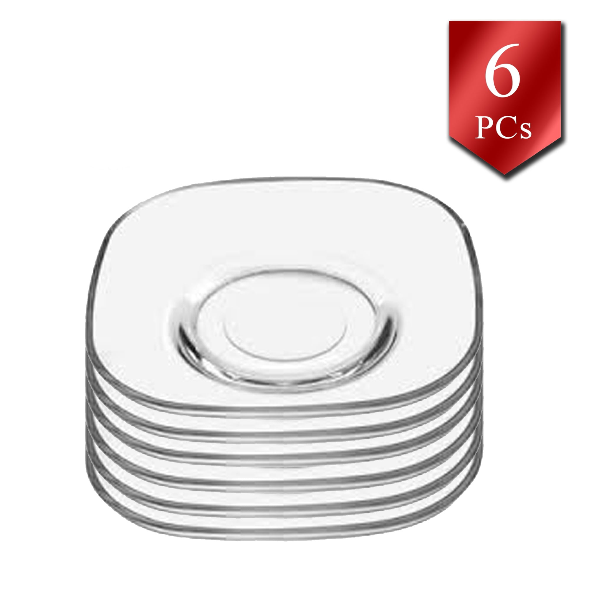 LAV Clear Glass Turkish Tea Saucers, Non-Leaded European Made Square ...