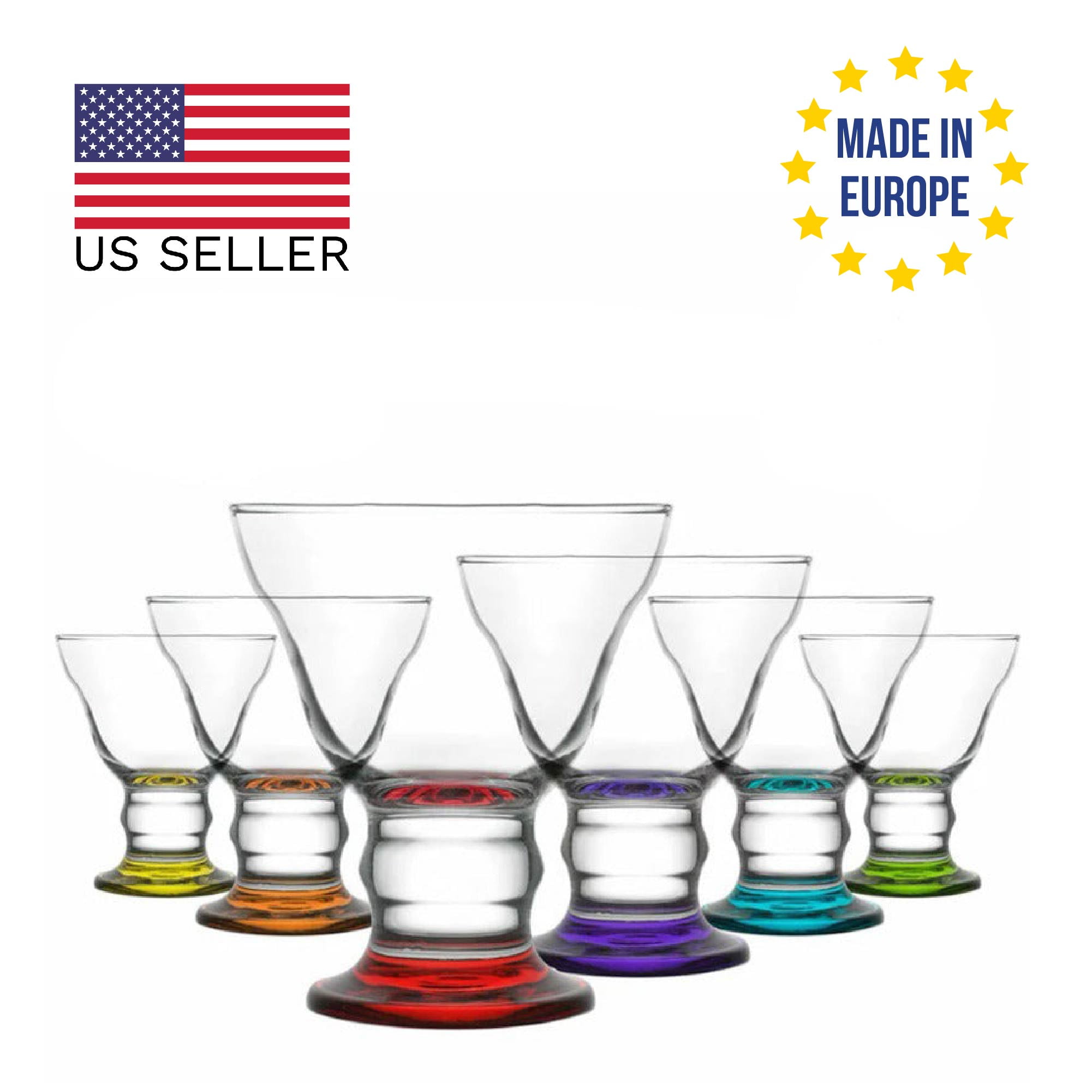 LAV Orion Footed Glass Ice Cream Cup Set, Glass Dessert Bowls, Pudding ...
