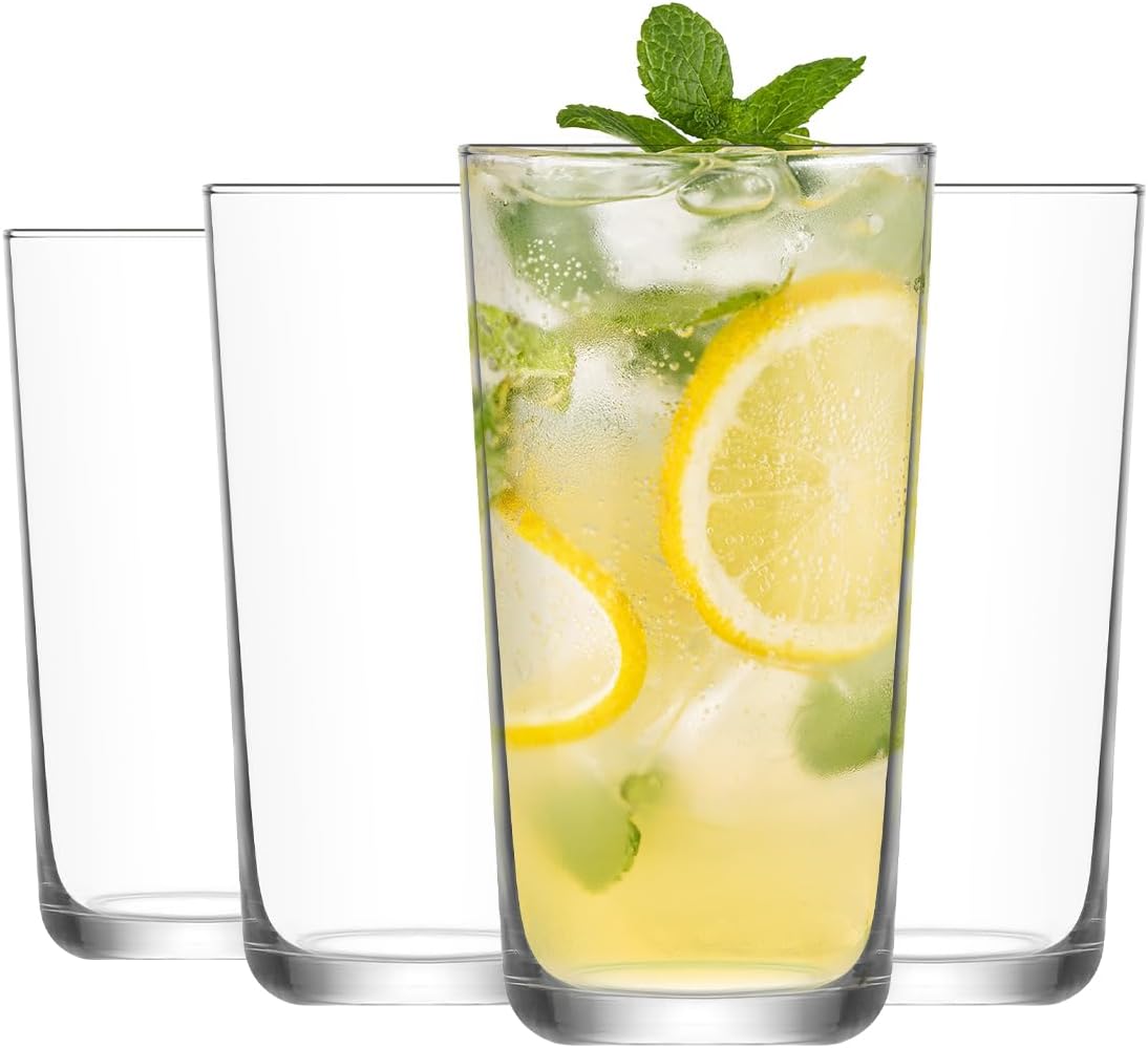 LAV Premium Long Drink Glasses, Lead-Free Highball Glass Set, Pack of 4 ...