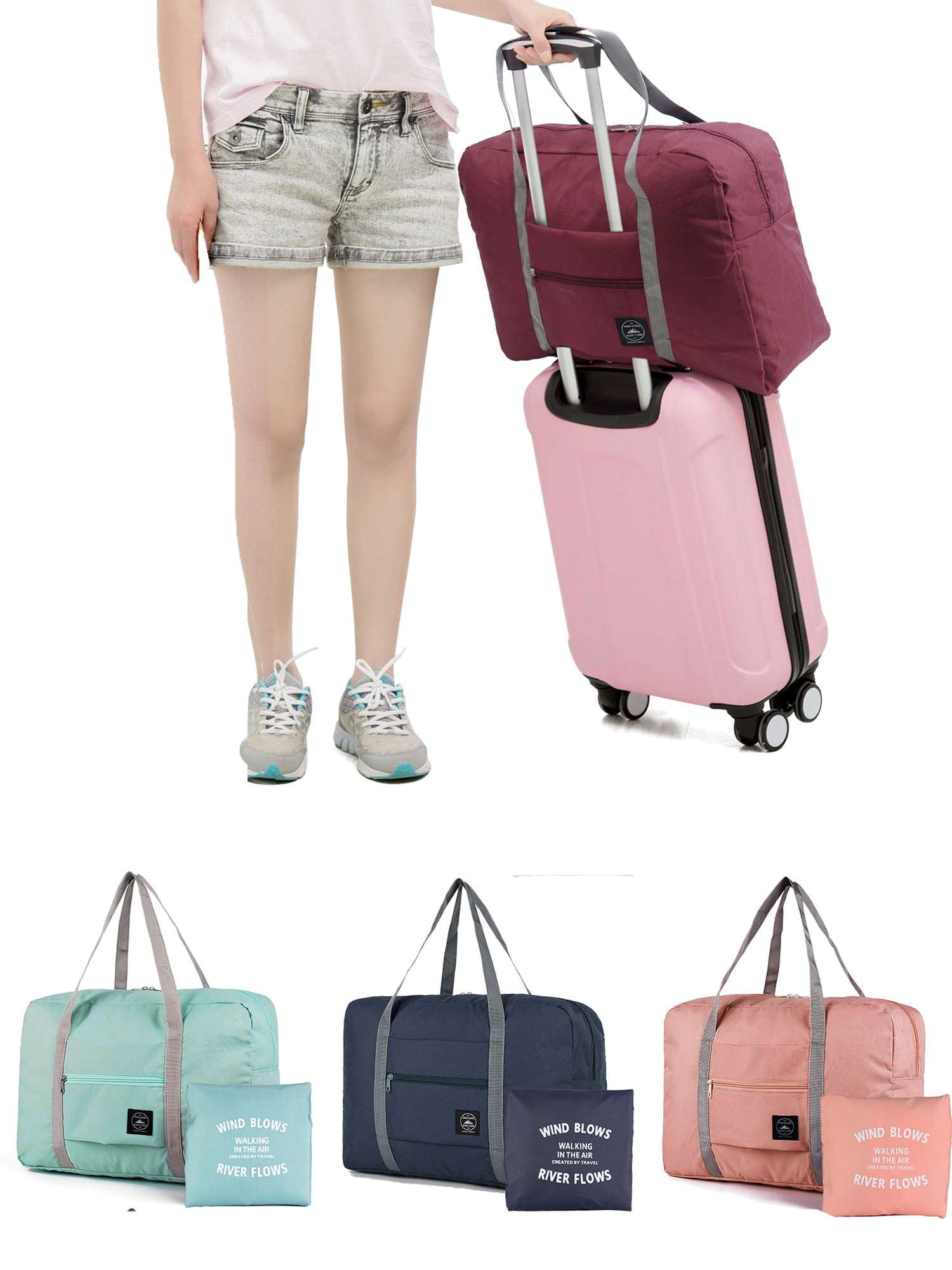 LAVA 2 Packs Foldable Travel Duffel Bag Waterproof Tote Carry On ...