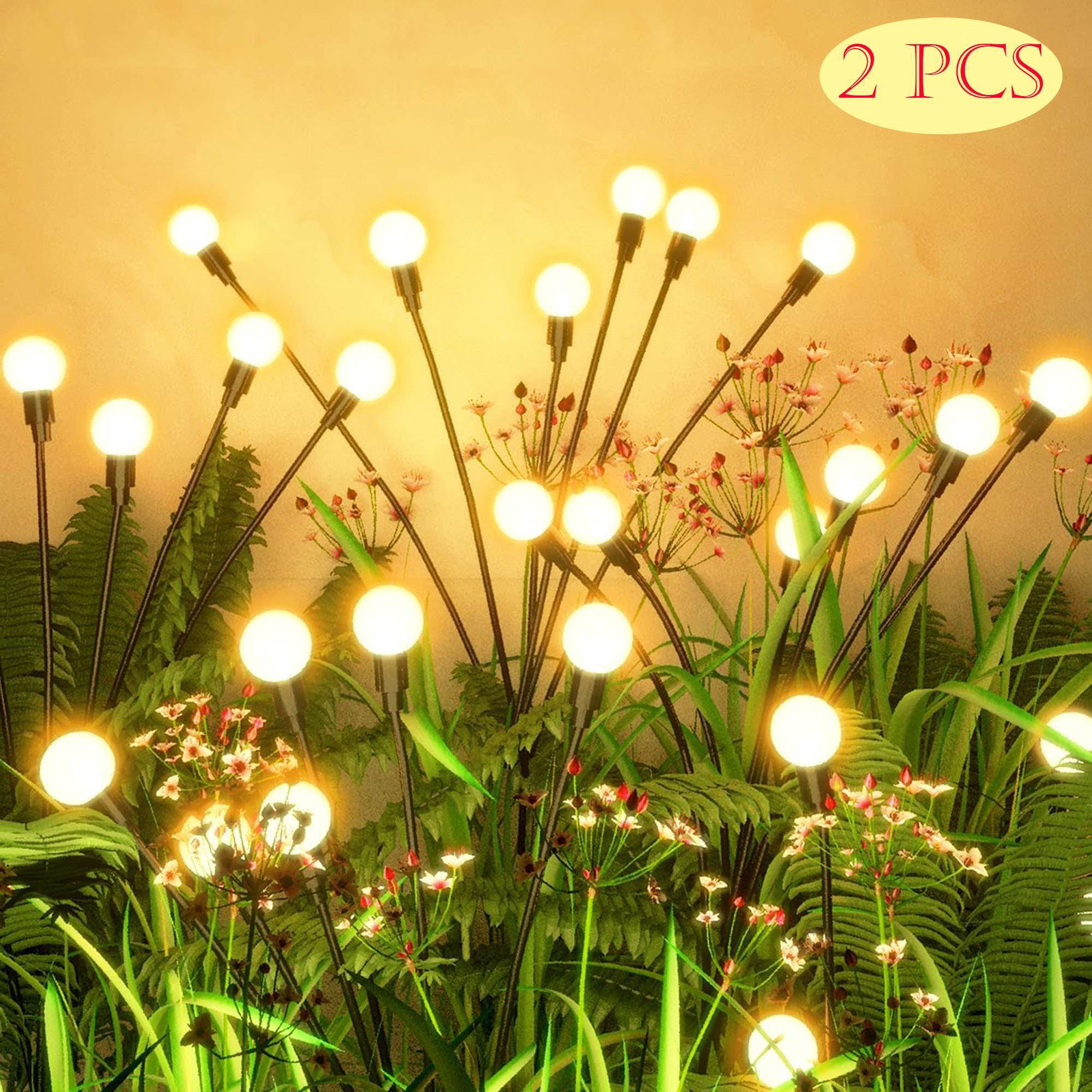 LAVA 2 Packs Solar Garden Lights Waterproof 6 LED Solar Fairy Lights ...