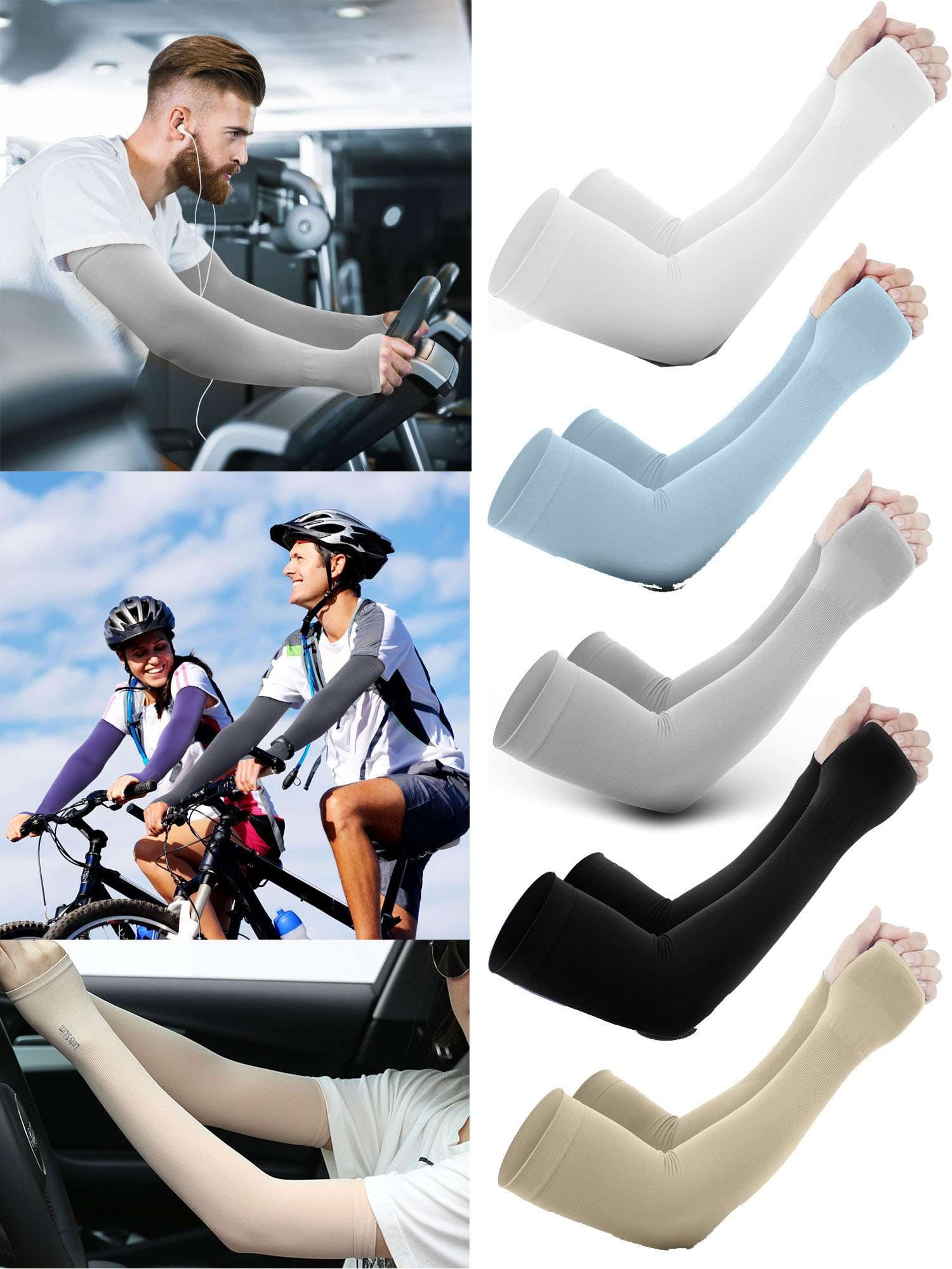 LAVA 5 Pairs UV Sun Protection Arm Sleeves for Women Men Cooling ...