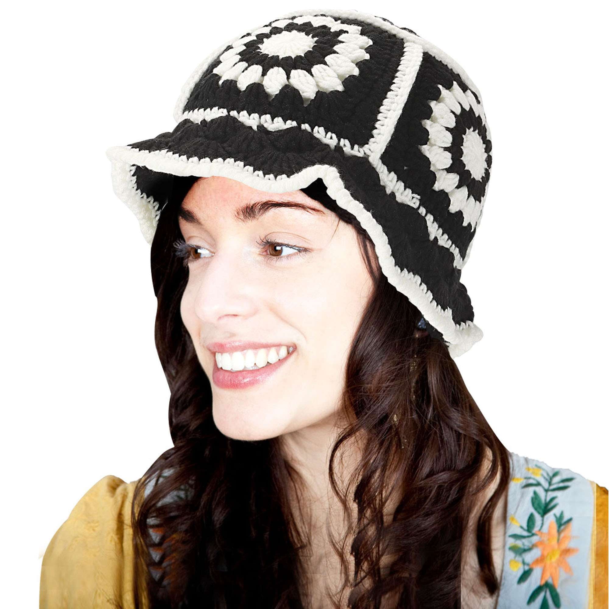 LAVA Crochet Bucket Hats for Women Handmade Foldable Flower Knitted Hat ...